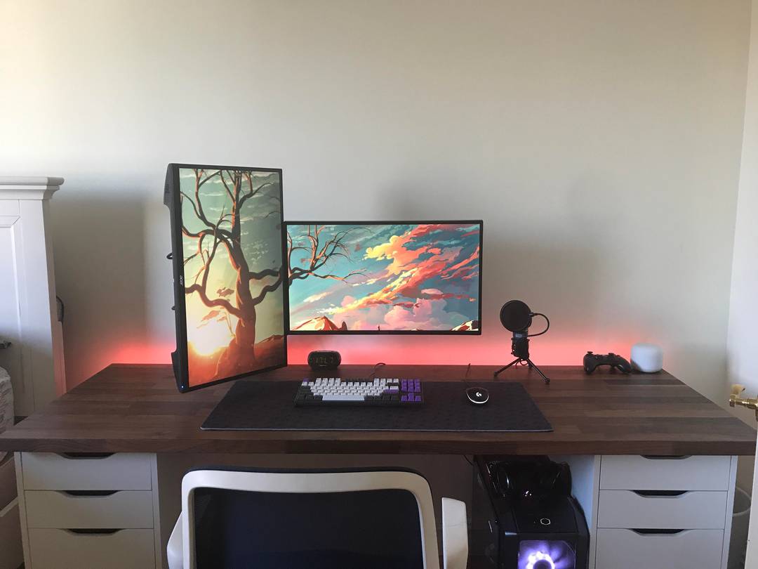 Made some more adjustments. New cable management, rgb strip, and deskmat | Scrolller