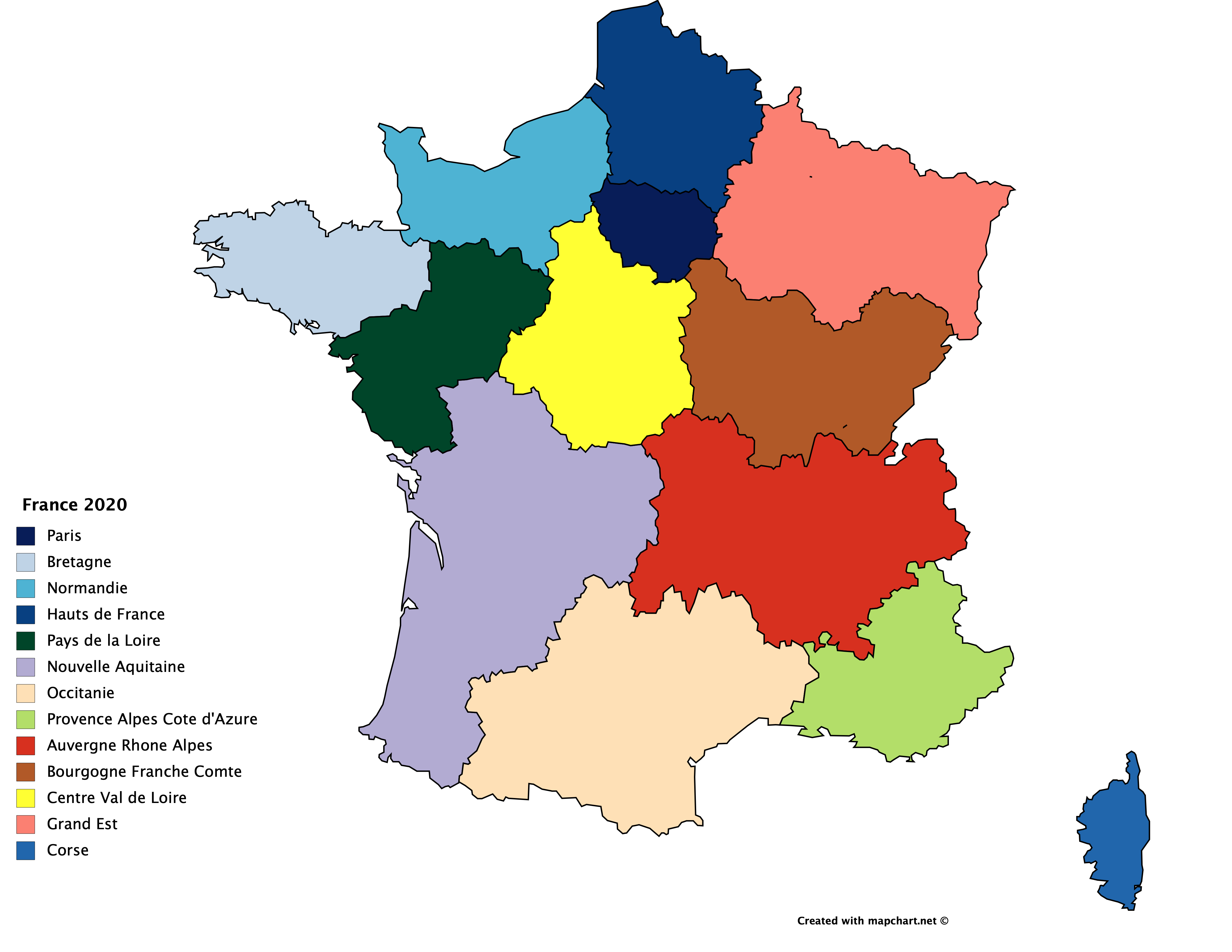 Map of the Regions of France in 2020 | Scrolller