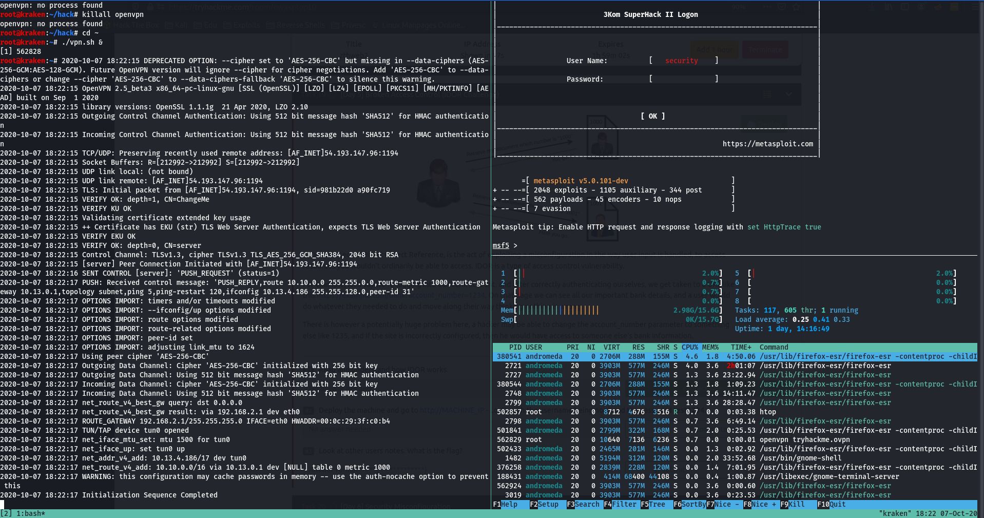 master hacker uses kali to run vpn with htop | Scrolller