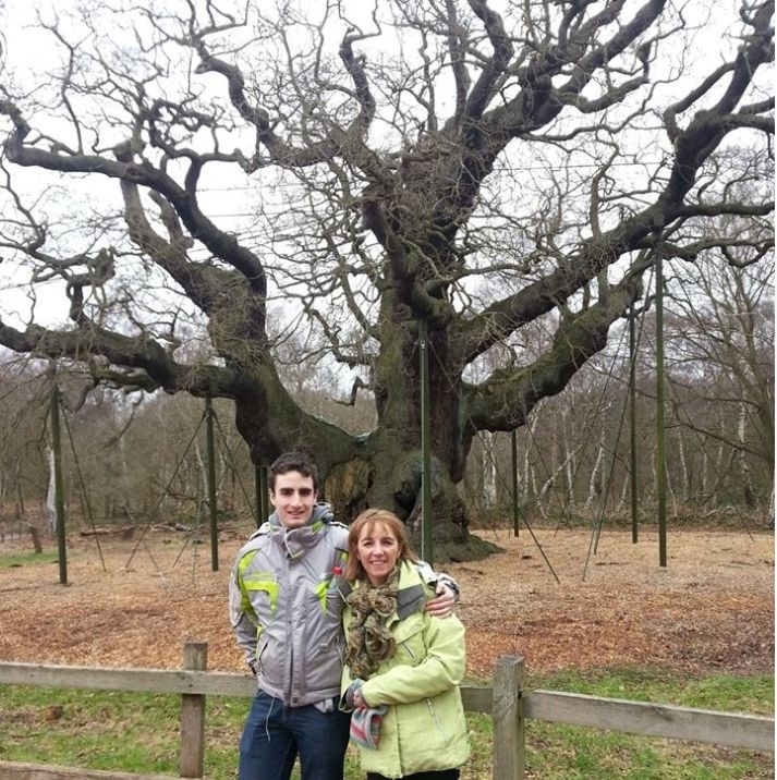Me and my mum next to the oak tree that Robin Hood supposedly made his hideout in Sherwood ...