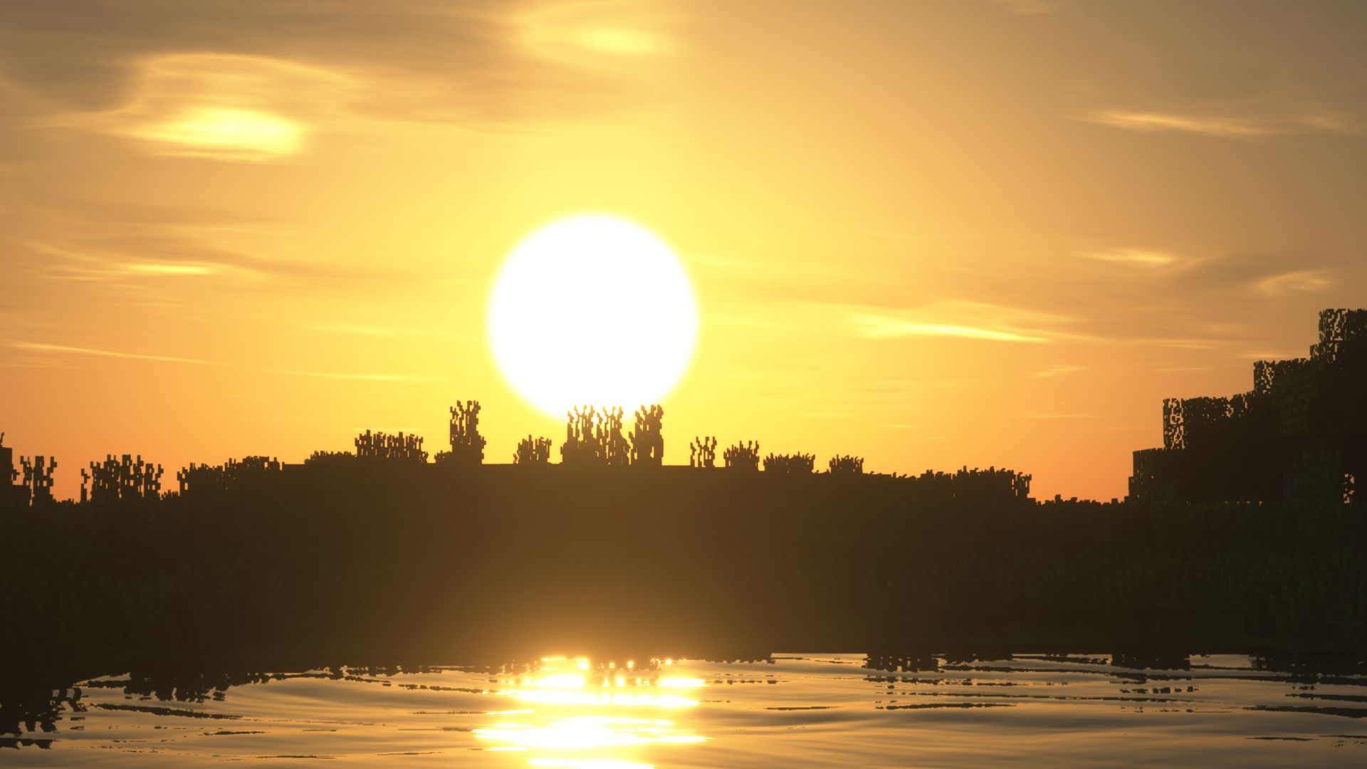 Minecraft sunset with shaders [1920x1080] | Scrolller