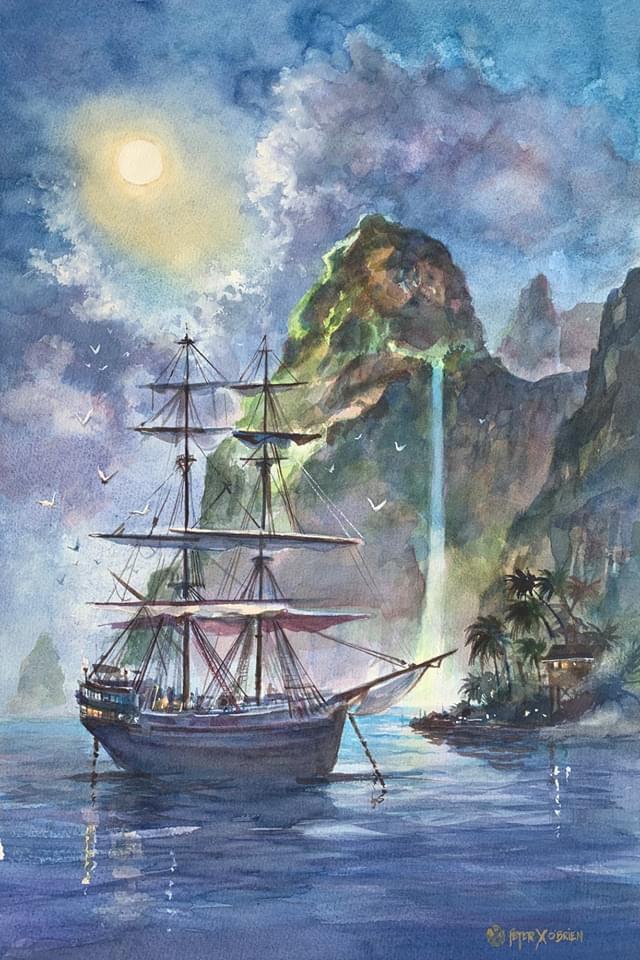 “Moonlight Cove,” me, watercolor, 2018 | Scrolller