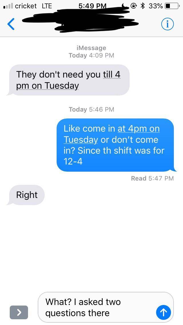 My boss’s text to me.. | Scrolller