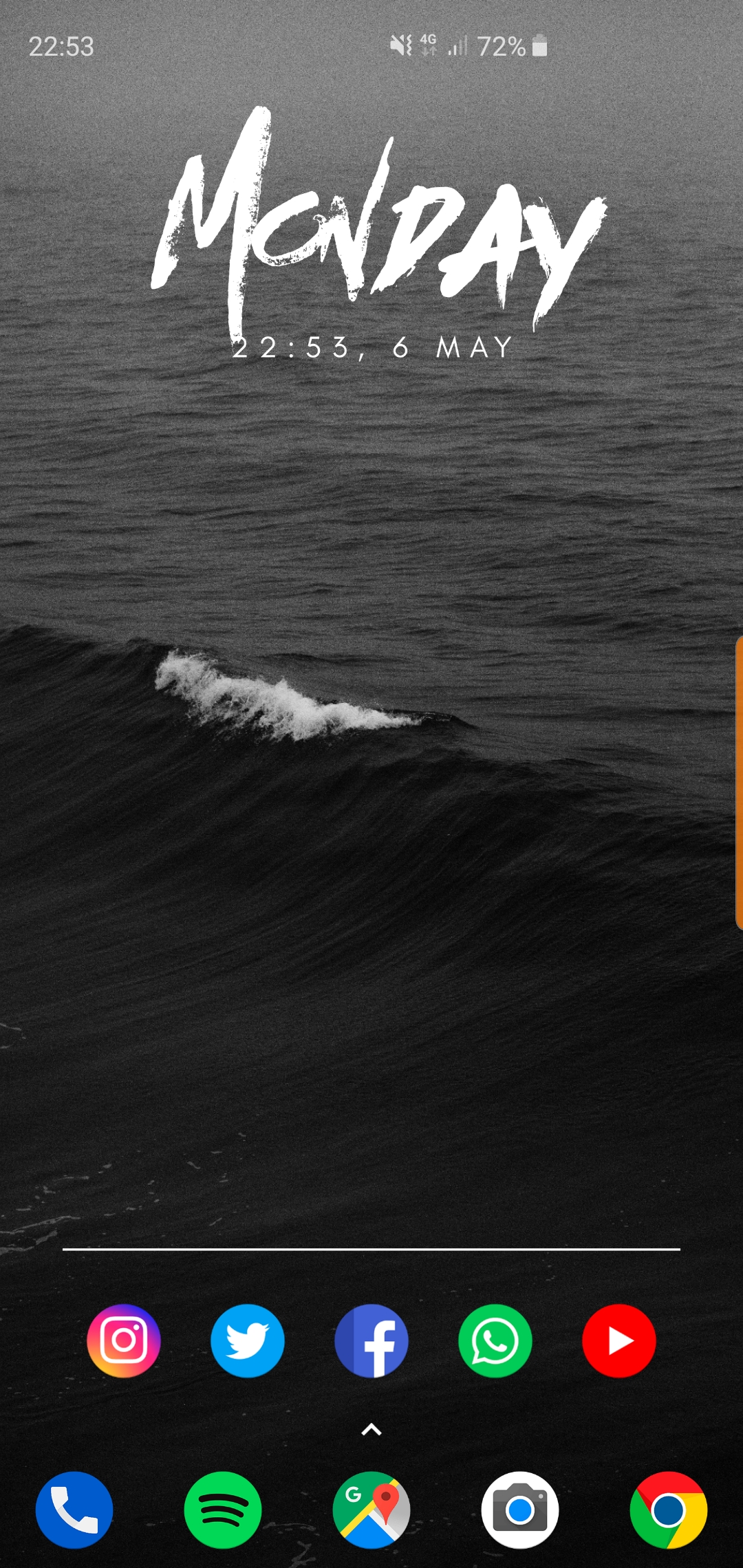 My current homescreen, simple but effective. Android using Nova, Walldrobe and KGWT widgets ...