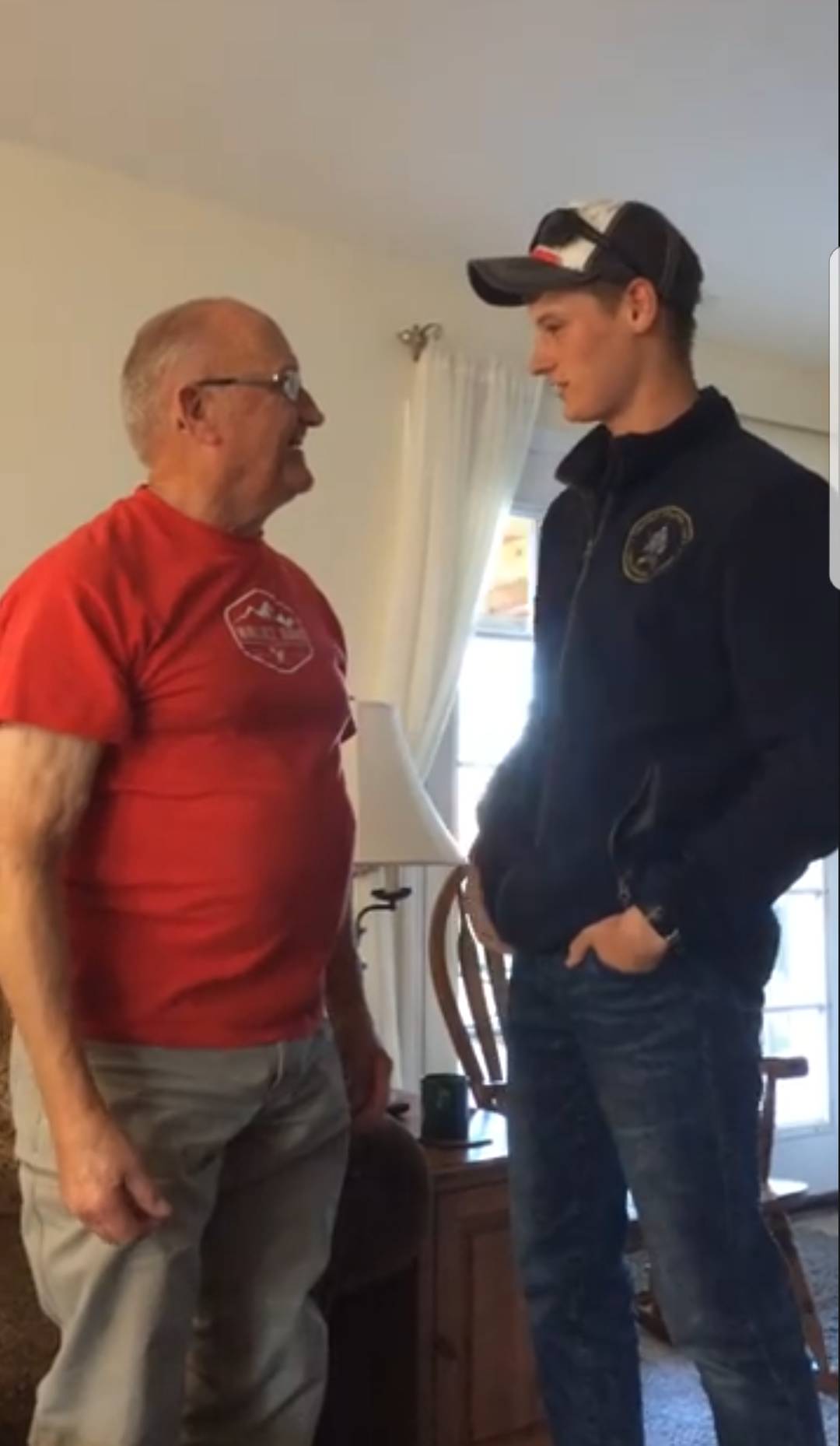 My dad mirin his grandson. Surprised Grandpa at his 80th birthday party. | Scrolller