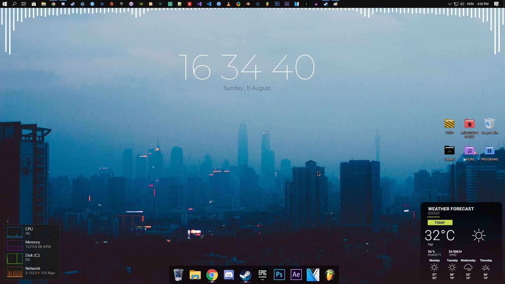 My desktop (with an audio visualizer at the top) | Scrolller