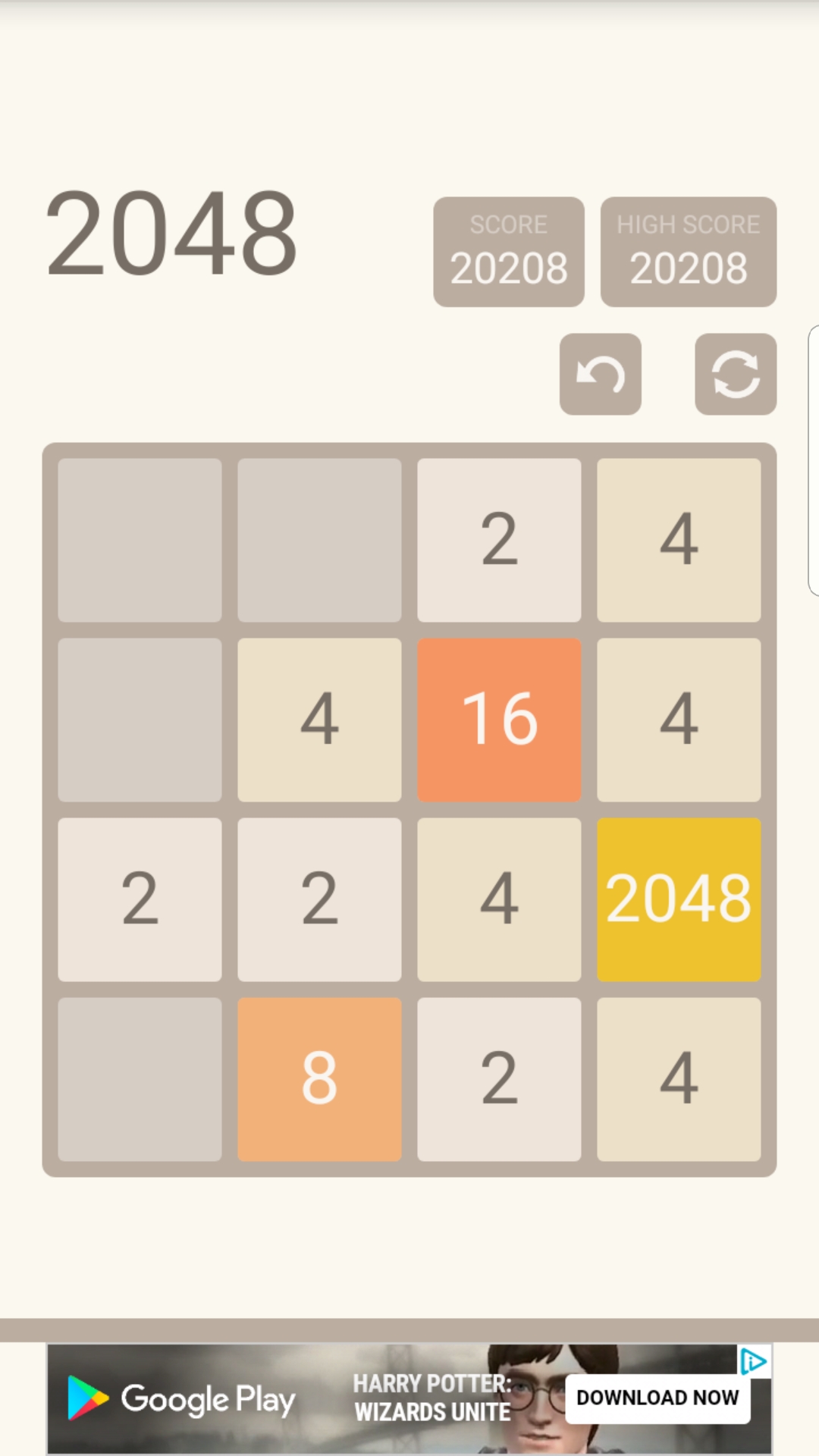 My first 2048 playing on 4x4 | Scrolller