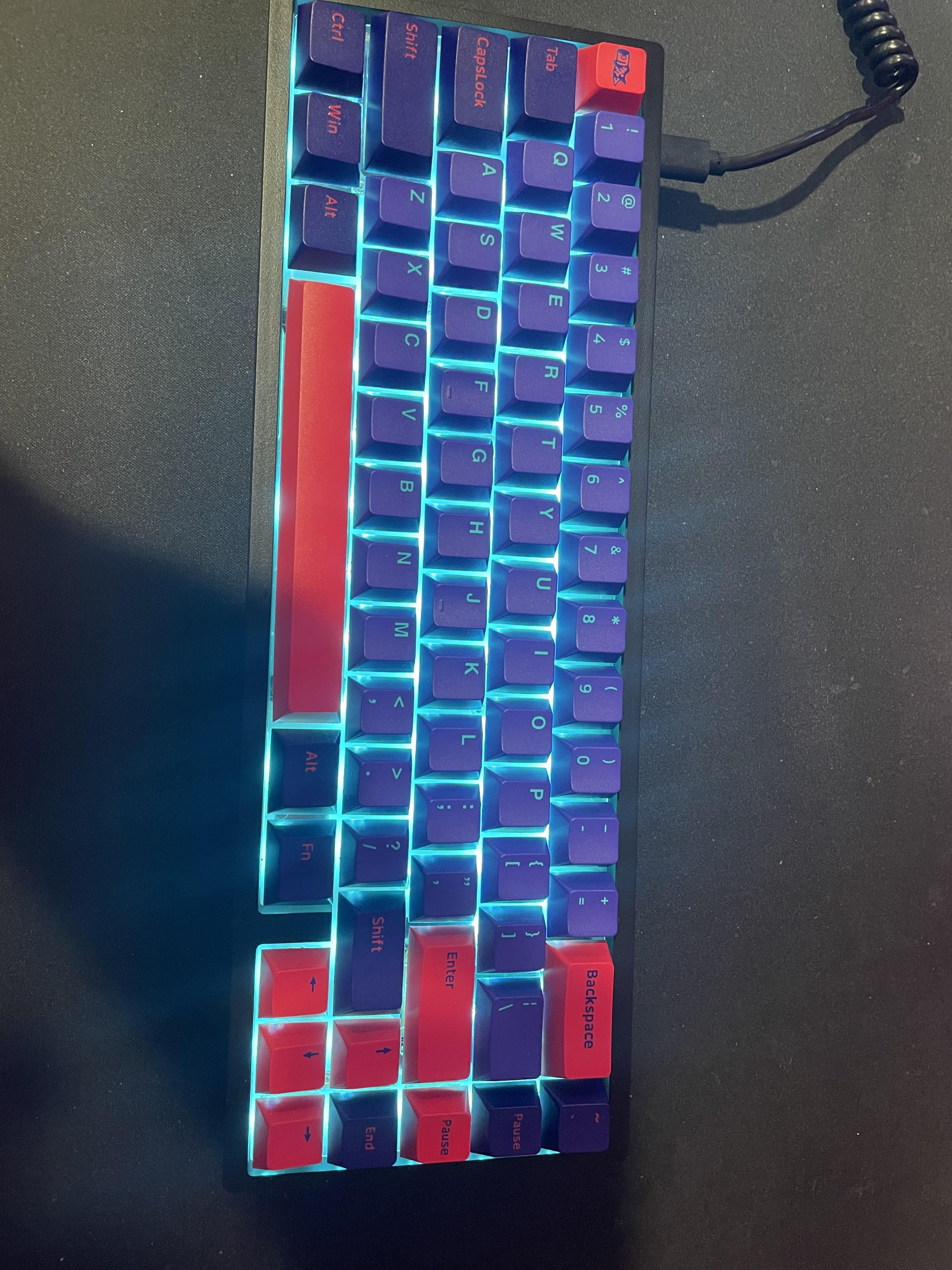 My first mechanical keyboard build! (Kbd67 lite r2 with Kailh box jade and Akko neon key cap set ...