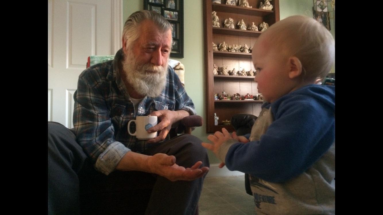 My Little cousin meeting his namesake, my Papa. | Scrolller