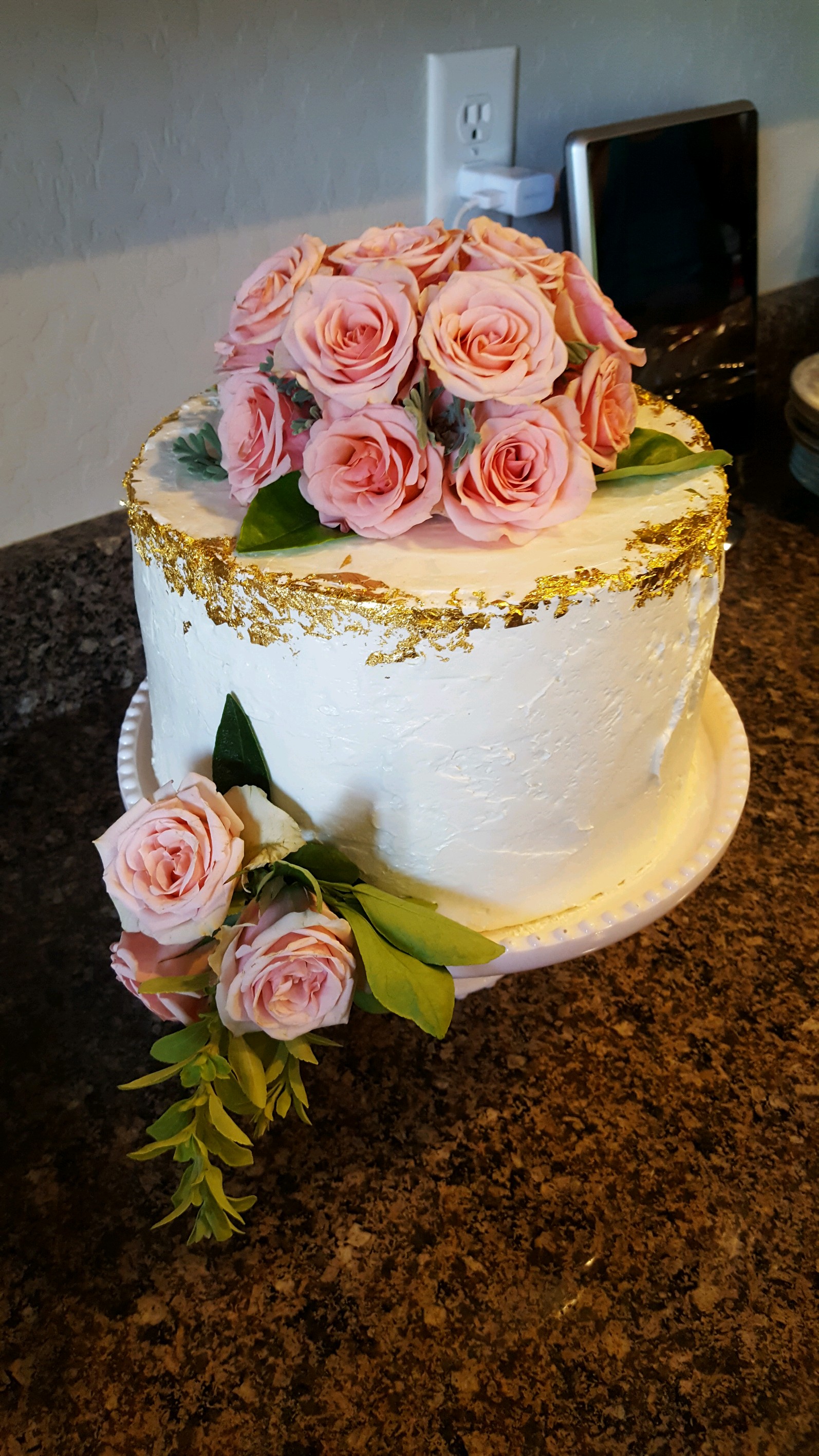 My mom made a sample cake for my eventual wedding cake - white cake from scratch and ...