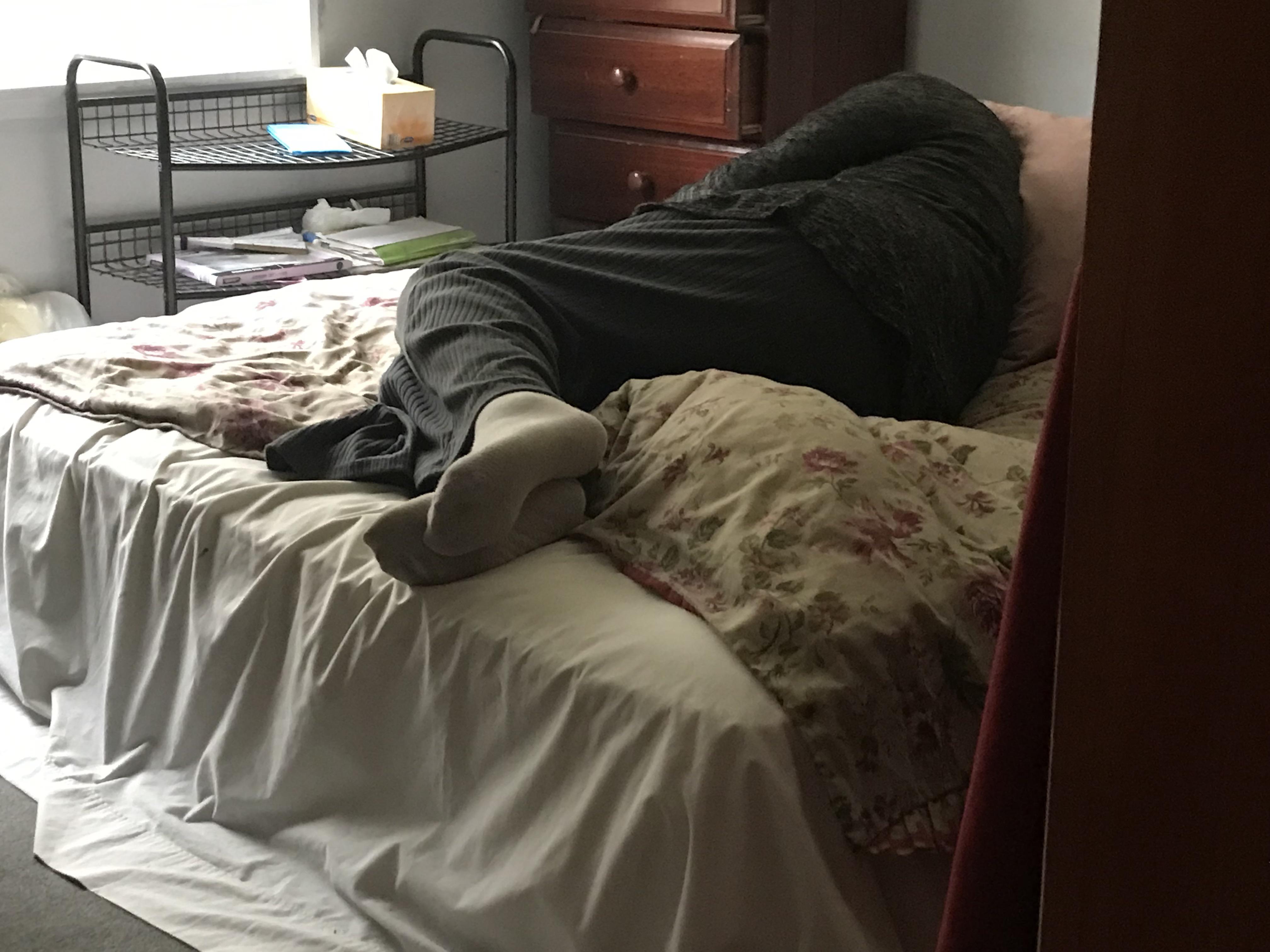 My mom sleeping. Just have the urge to take her socks and smell her beautiful soles. | Scrolller