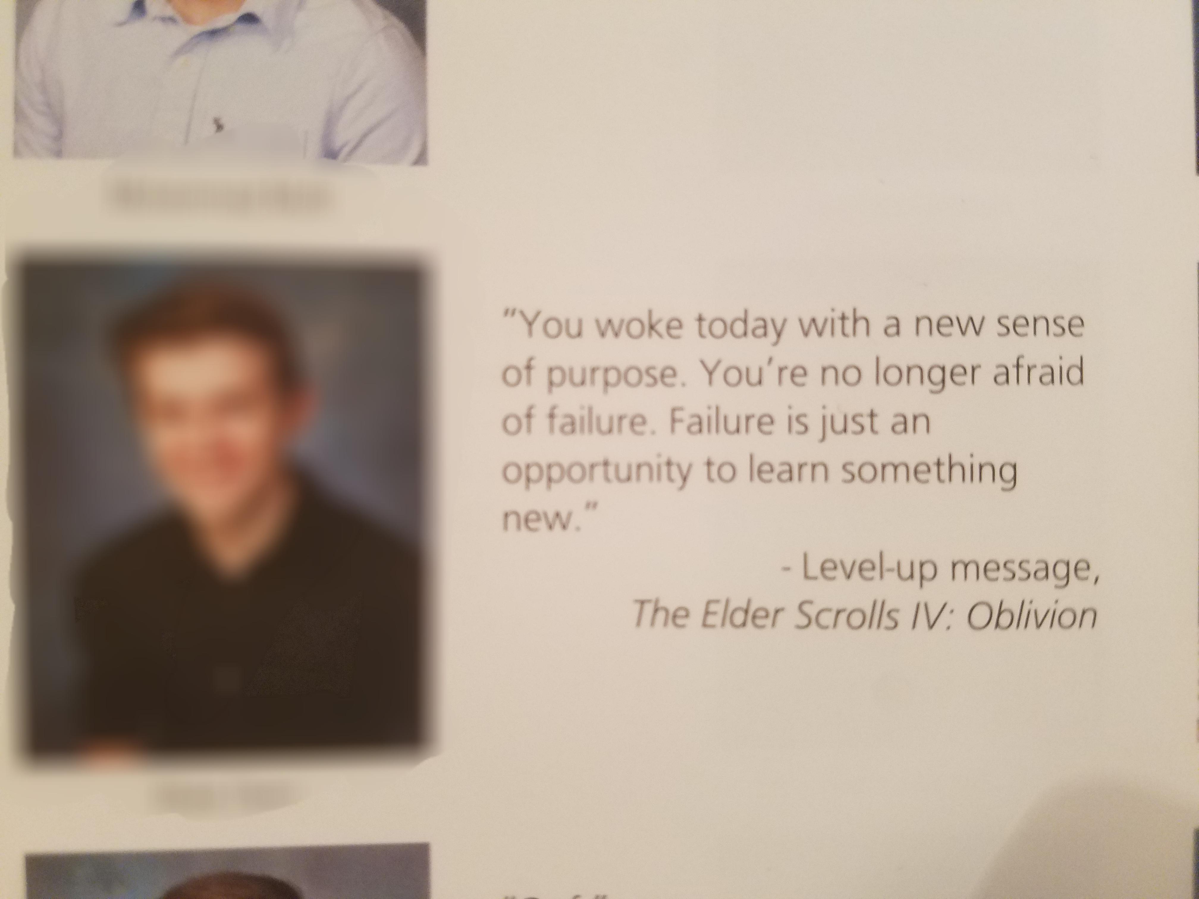 My senior yearbook quote. Someone asked for proof. I love this game! | Scrolller