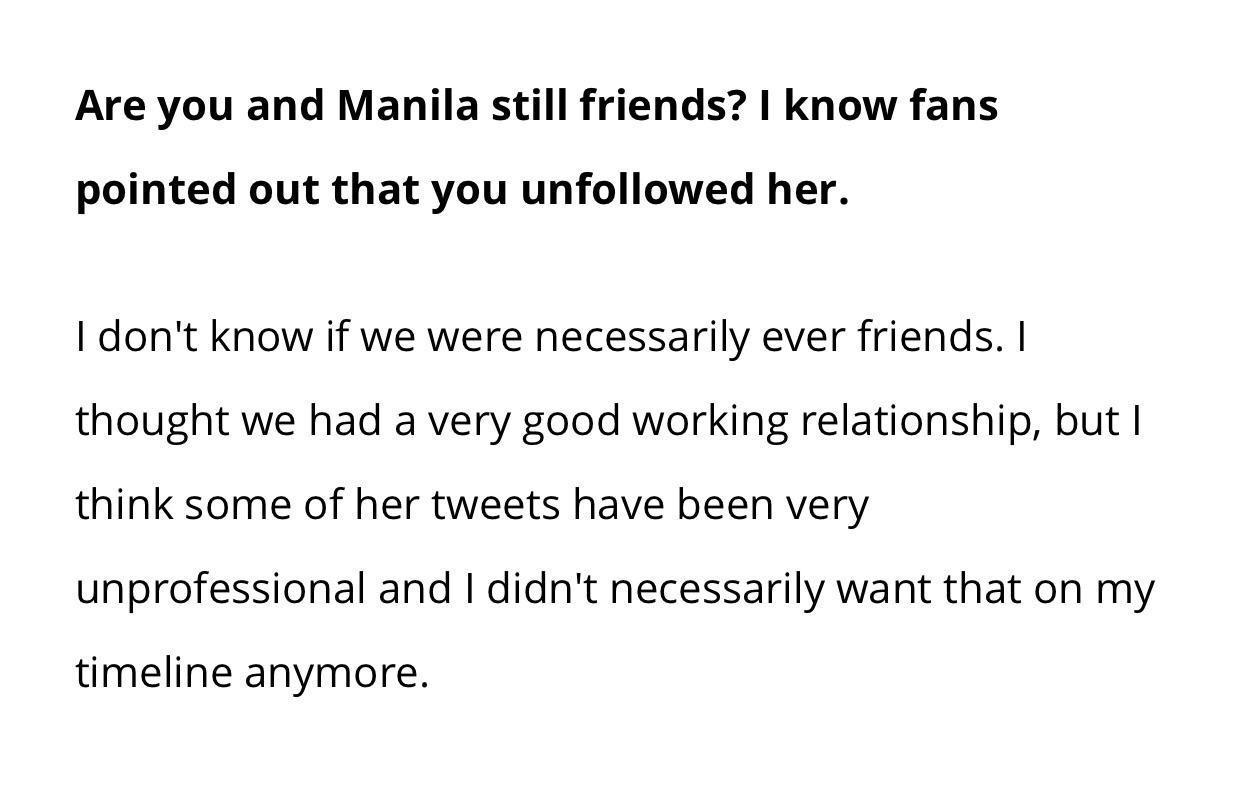 Naomi on her and Manila's relationship | Scrolller