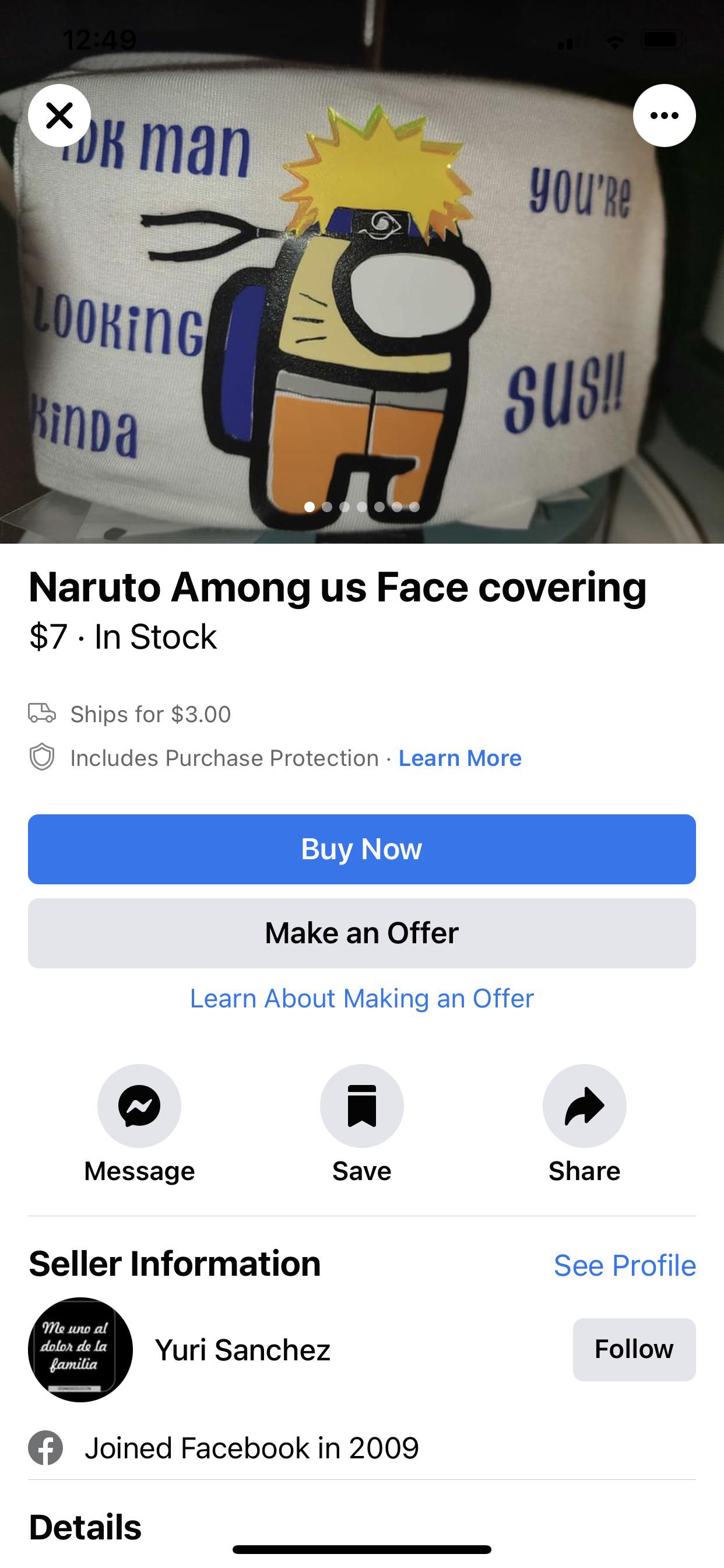 NARUTO among us face covering | Scrolller