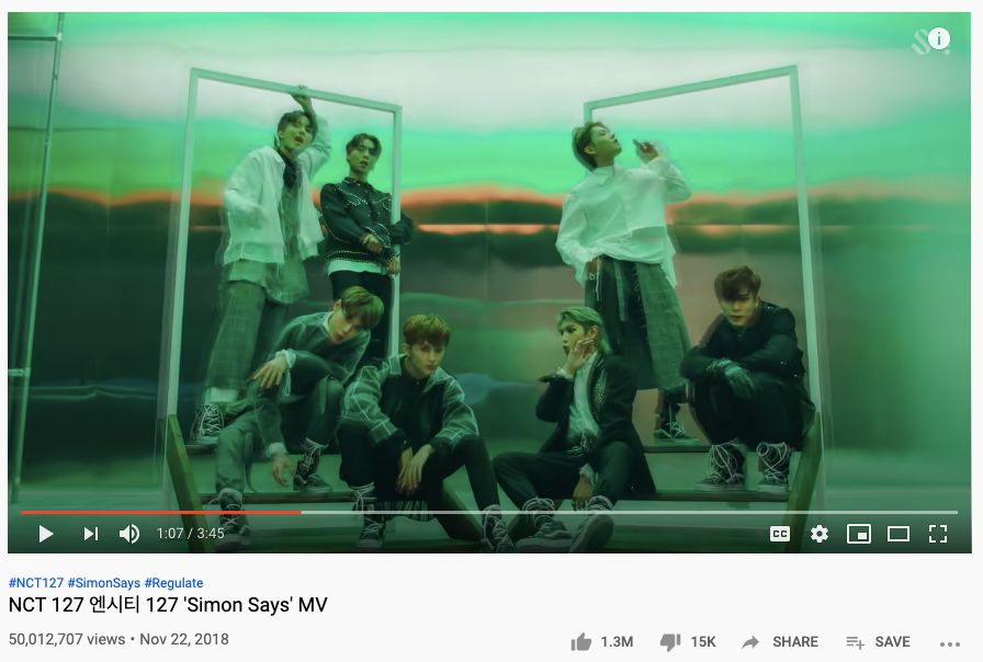 NCT 127's "Simon Says" music video reaches 50 million views on Youtube! | Scrolller