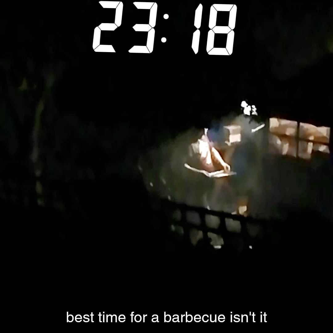 Neighbour having a barbecue.... at night during summer | Scrolller