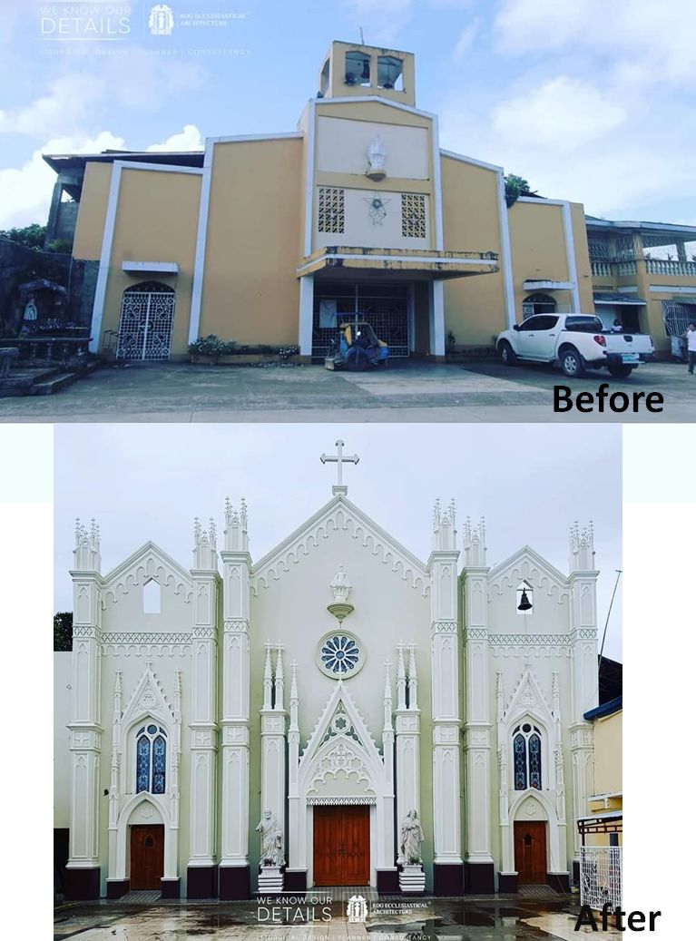 Neogothic church replaces facade of a modernist church in the Philippines | Scrolller
