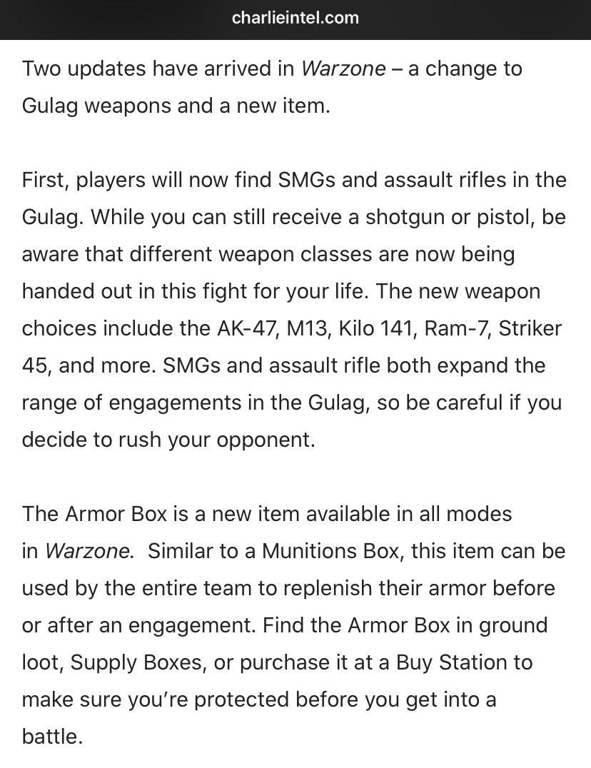 New Gulag weapons & Armor Box coming to WZ | Scrolller