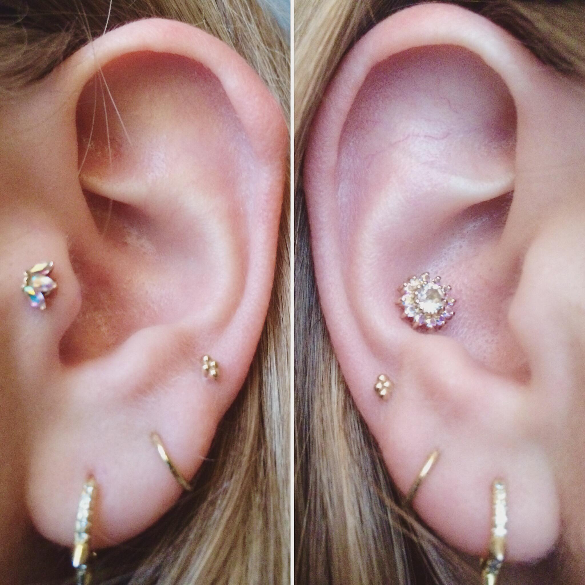 New tragus and updated conch with some mercury mist topaz from BVLA! | Scrolller
