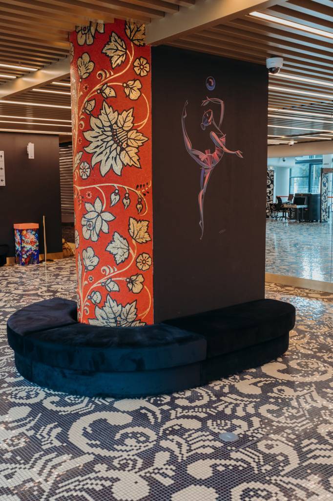 New work of our mosaic workshop Ferrum Design. Mosaic in the interior of the sports center ...