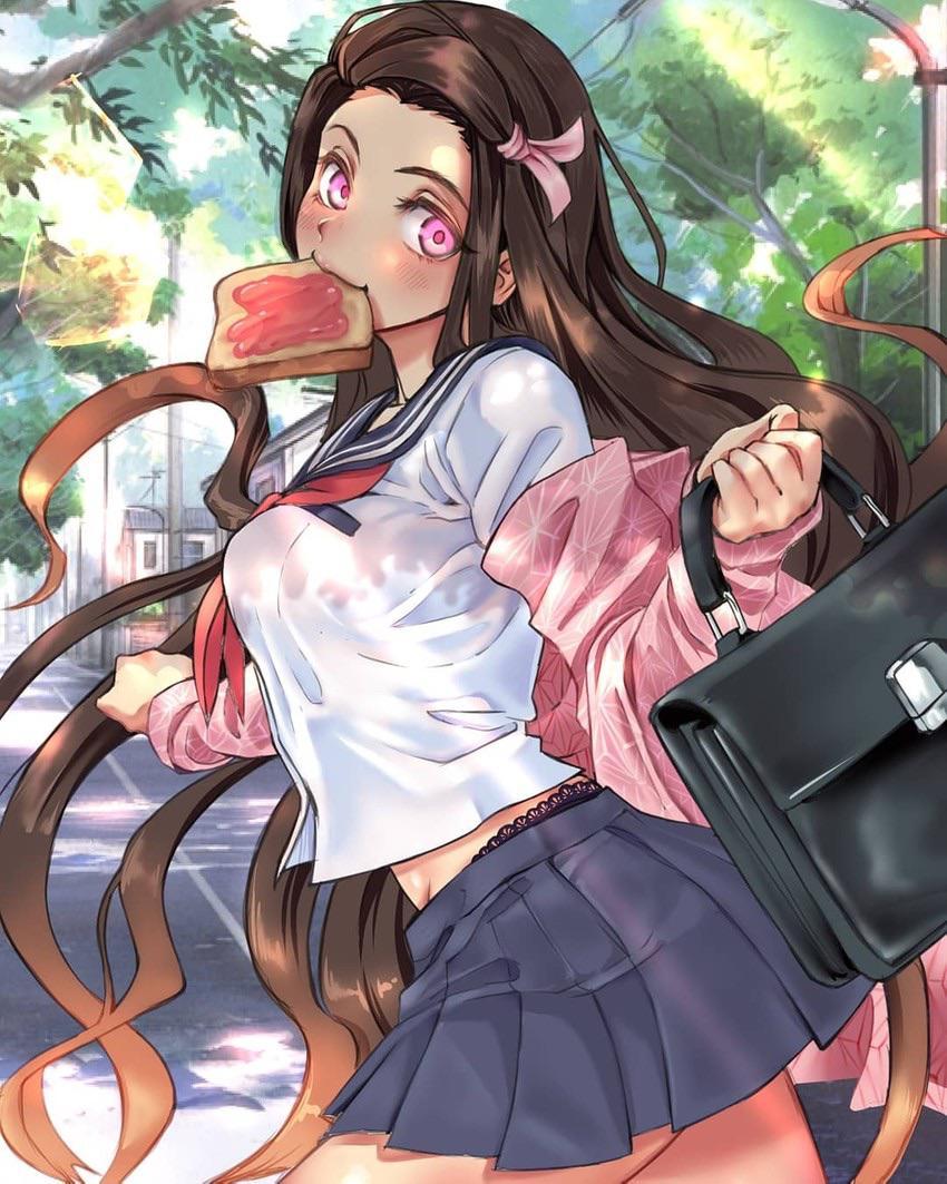 Nezuko in her school girl outfit | Scrolller