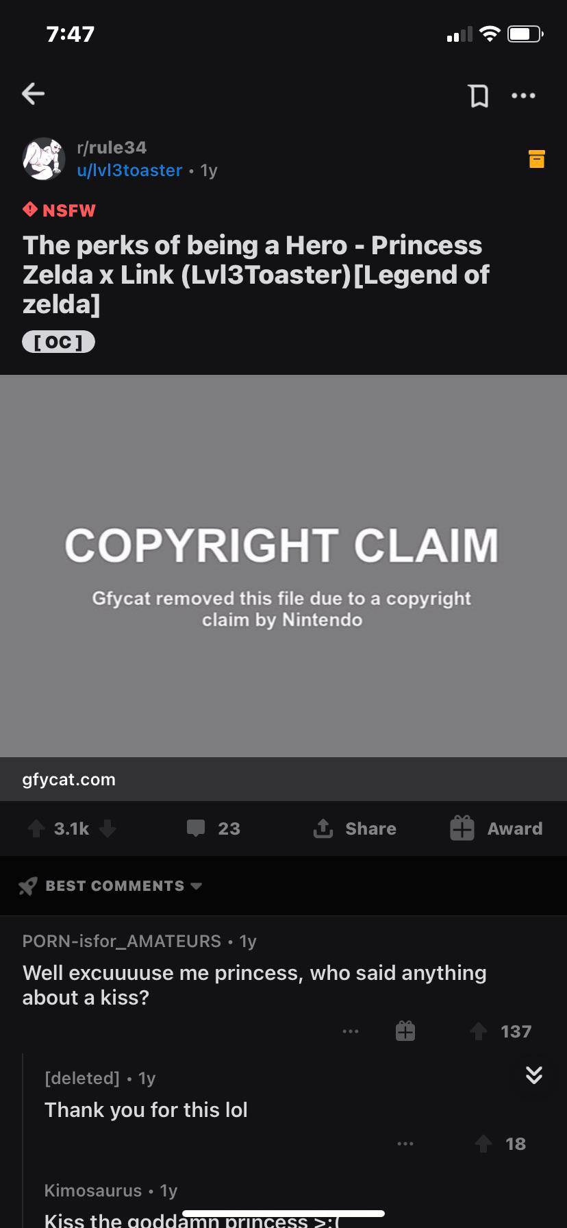 Nintendo putting a copyright claim on porn | Scrolller