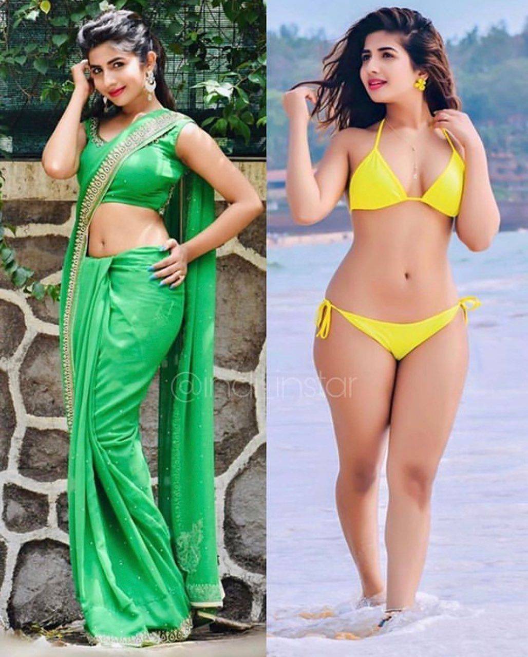 Nishi Singh - saree VS bikini - Indian model. | Scrolller