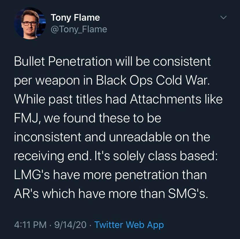 No more FMJ, bullet penetration will be based on the weapon class. | Scrolller