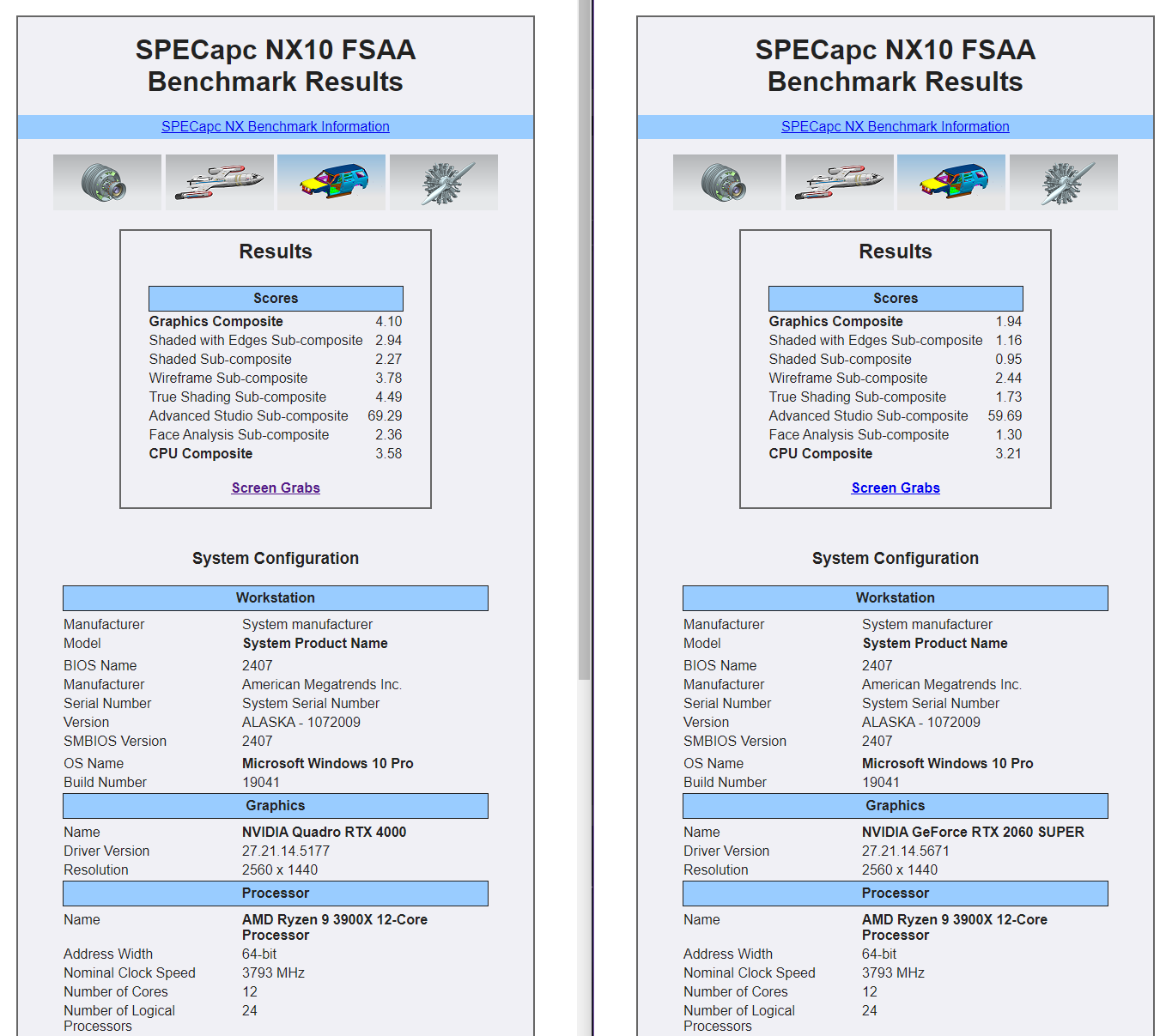Numbers for Nerds - Quadro RTX 4000 vs RTX 2060 Super - SPECapc NX10 Benchmark | Scrolller