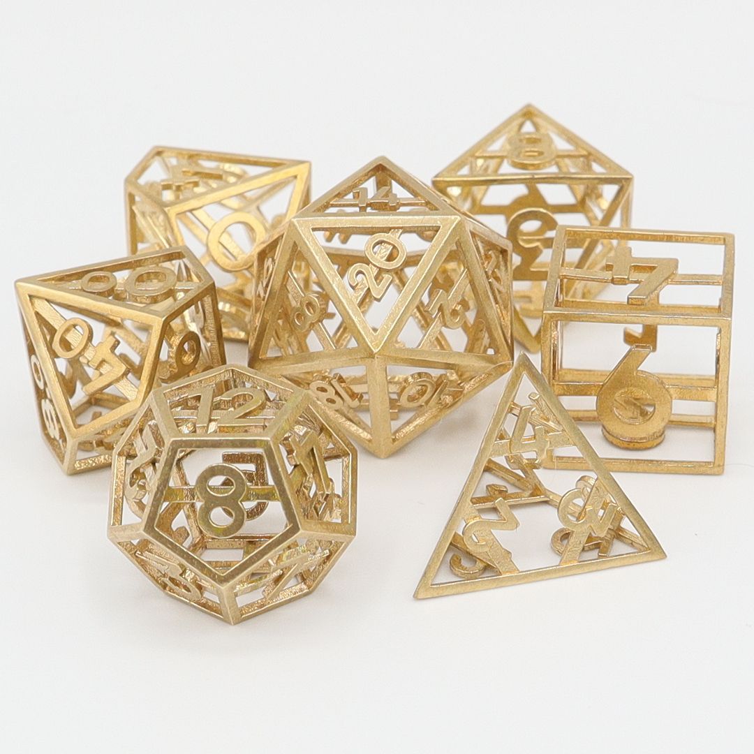 [OC]3D Printed Brass Wireframe Dice Set | Scrolller