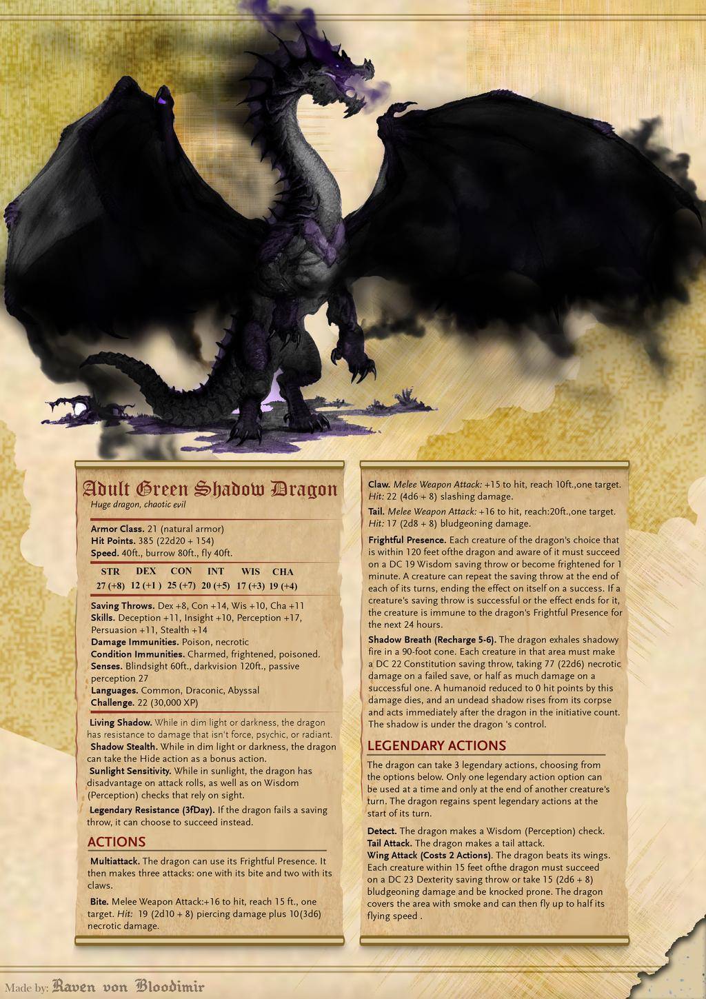 [OC] Adult Green Shadow Dragon 5E DnD | Scrolller