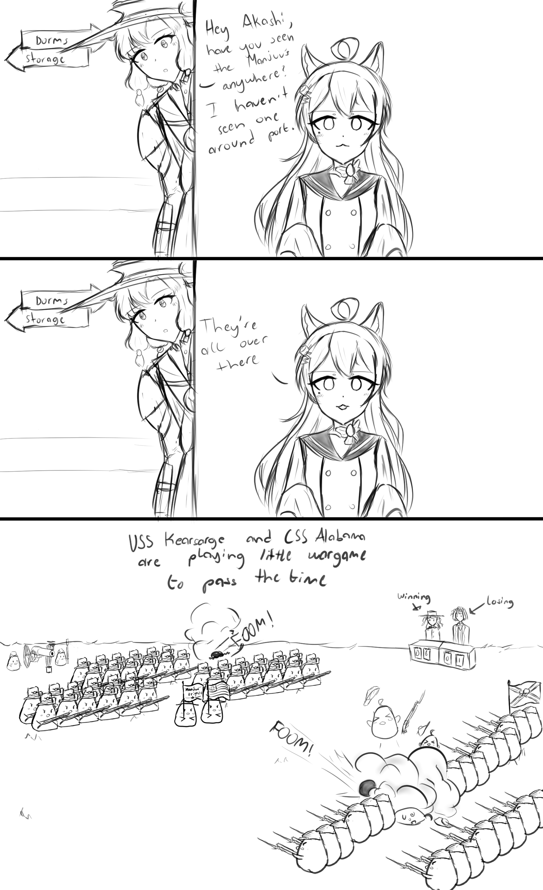 [OC] Battle of Manjuu circa 1862 (Monitor, Akashi, Alabama, Kearsarge) | Scrolller