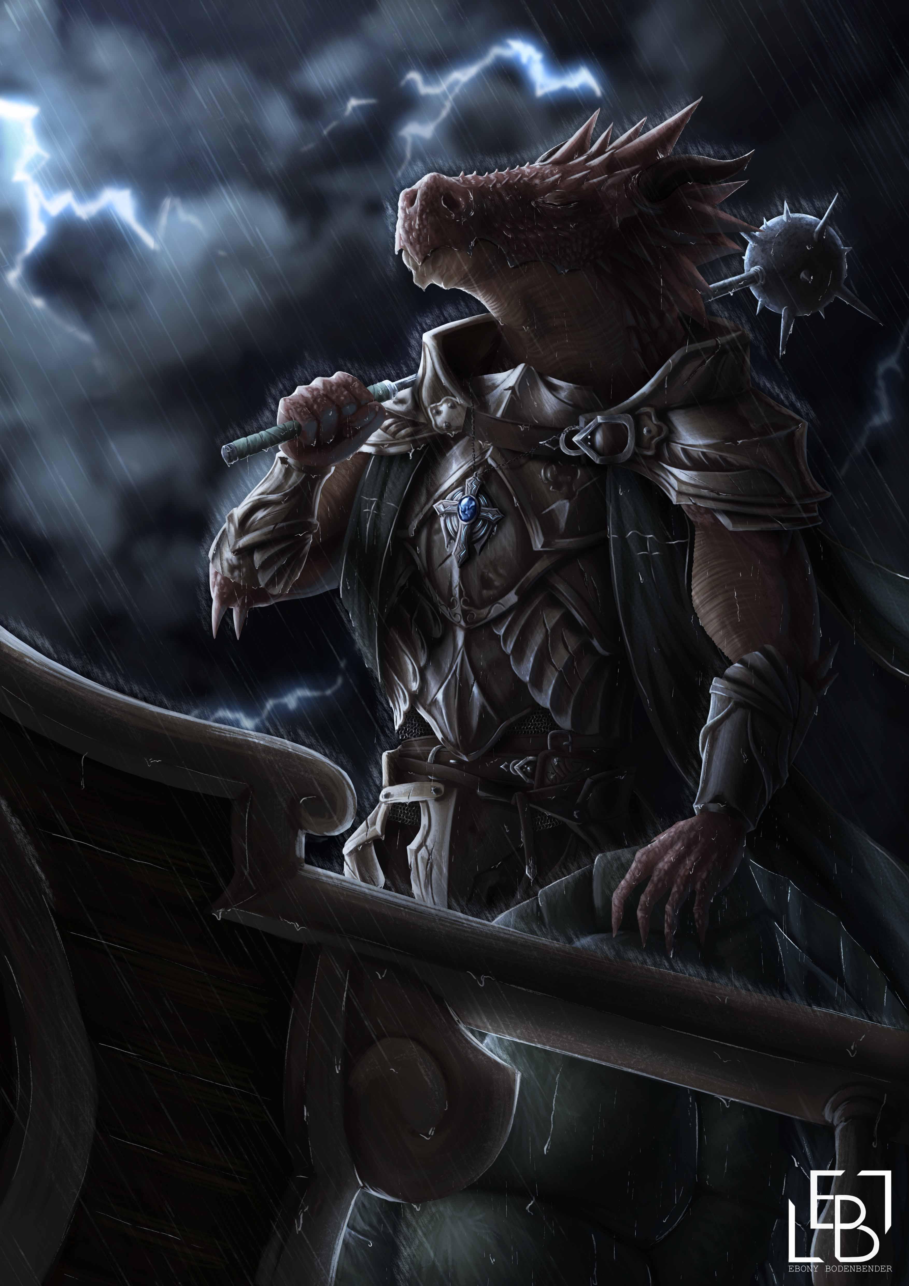 [OC] Commission: Alvicarion, A Dragonborn Tempest Cleric | Scrolller