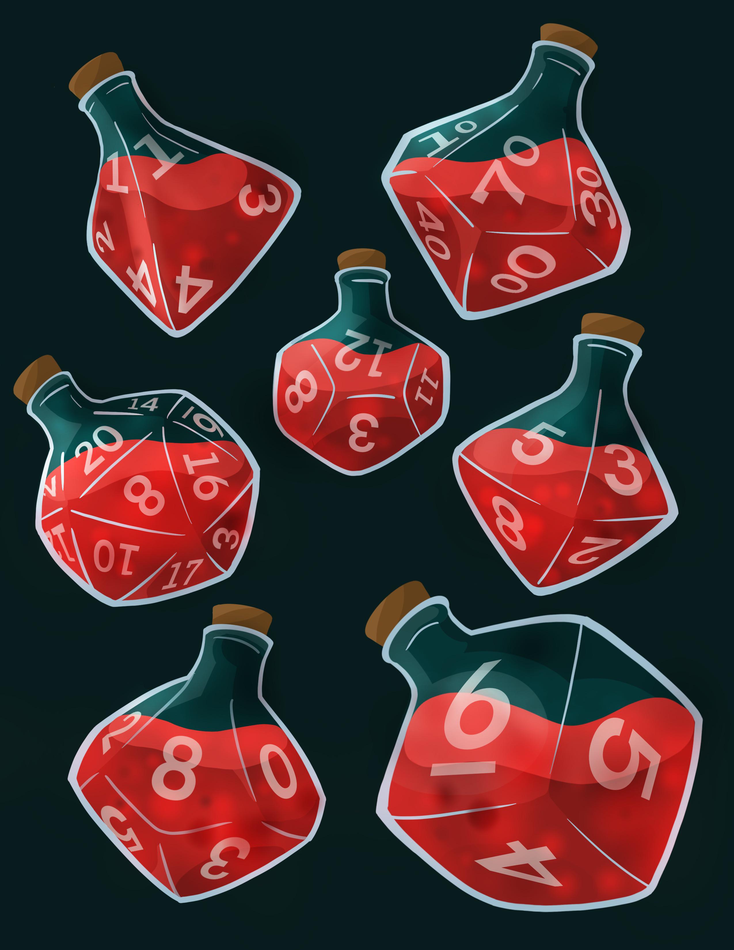 [OC] Finished Dice potion collection. 7 dice set! | Scrolller