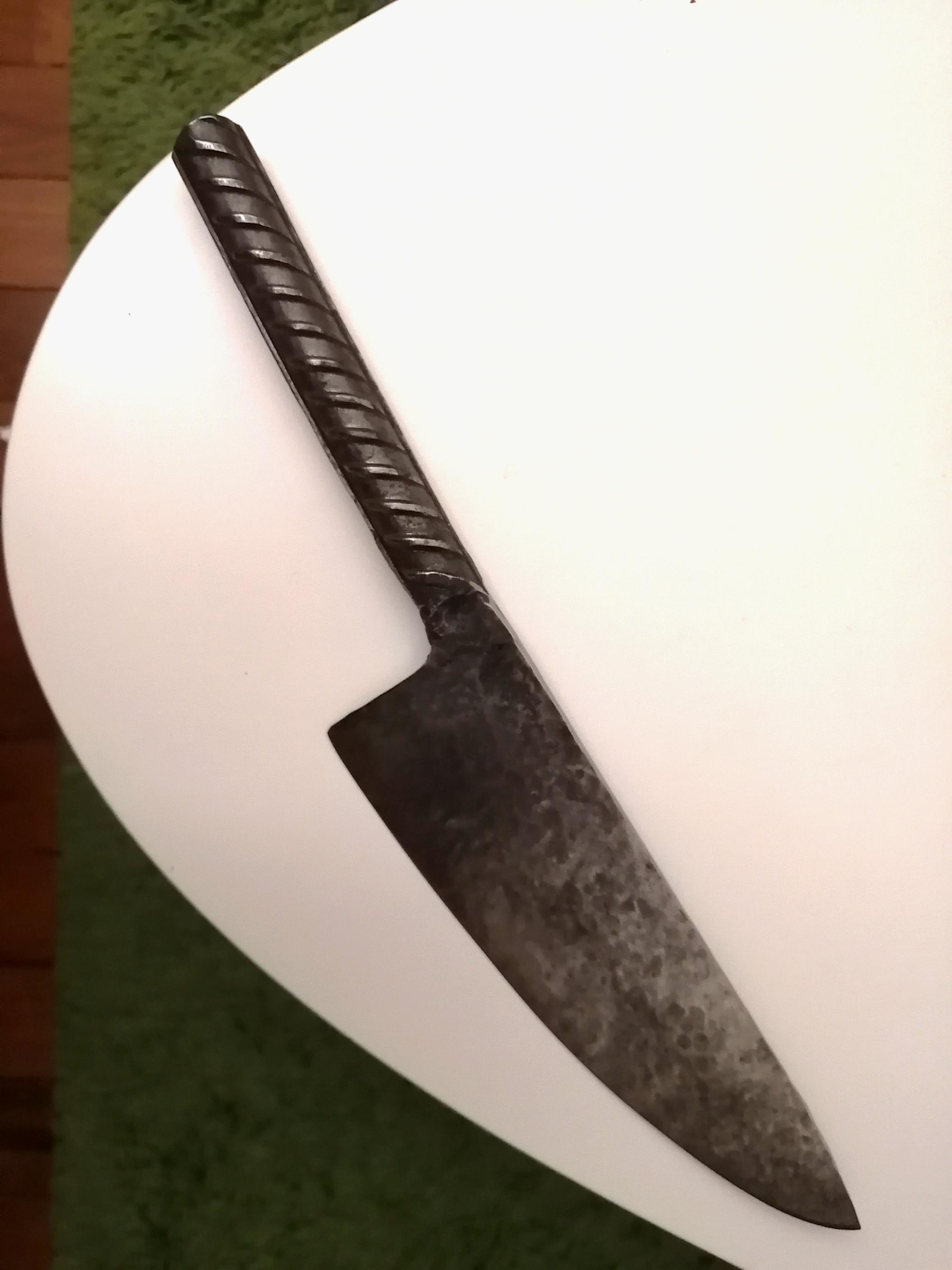 Made my first knife! Hand-forged Rebar Chef's Knife | Scrolller