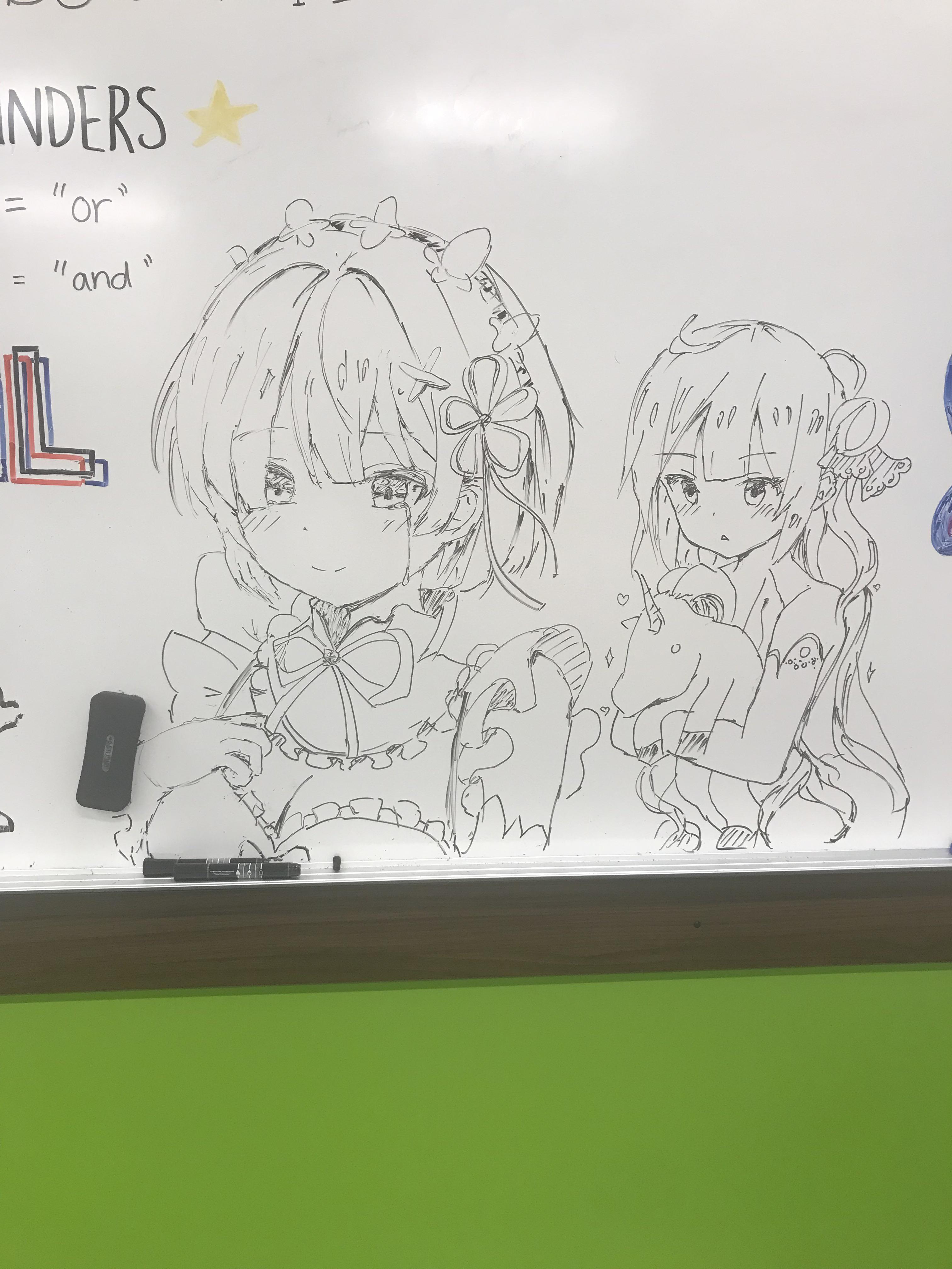 [oc] Rem drawing on classroom whiteboard | Scrolller