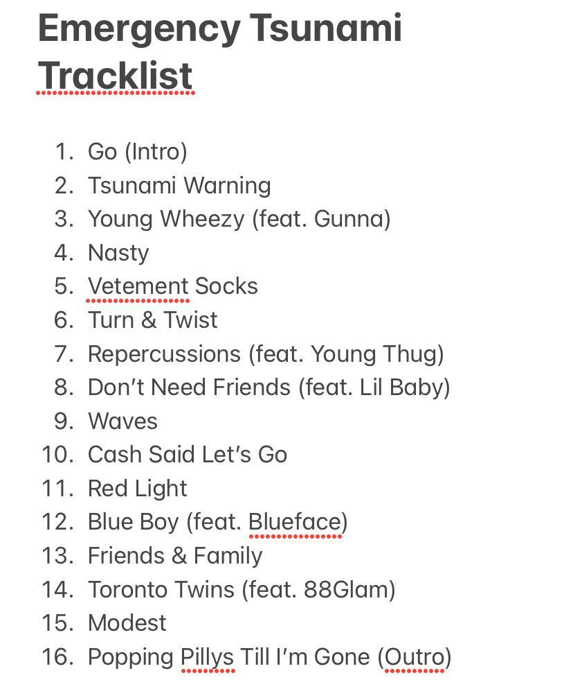 Official Emergency Tsunami Tracklist | Scrolller