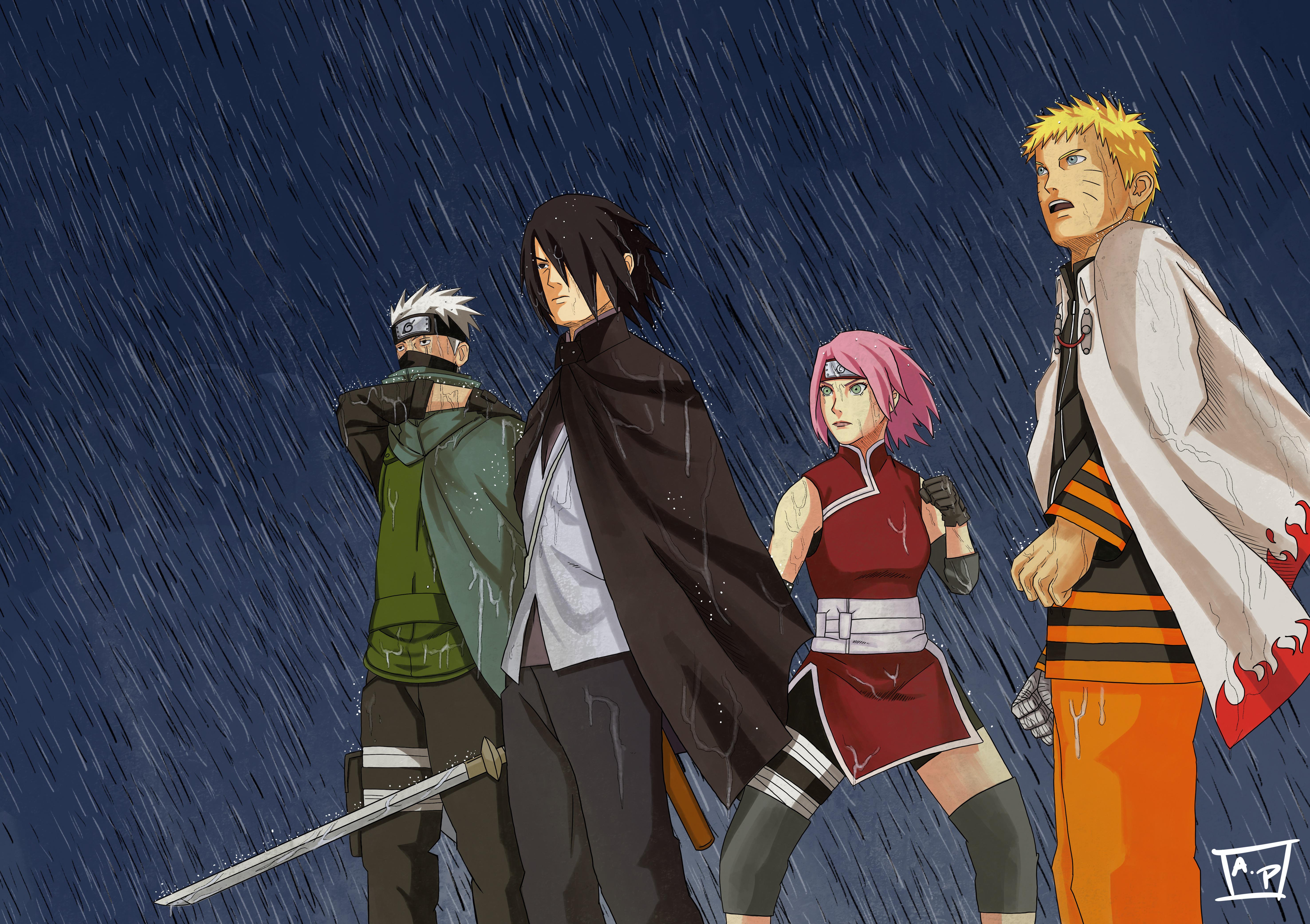 ‪Old Team 7 in the Rain “Retsuden-Inspired” Drawing.‬ | Scrolller