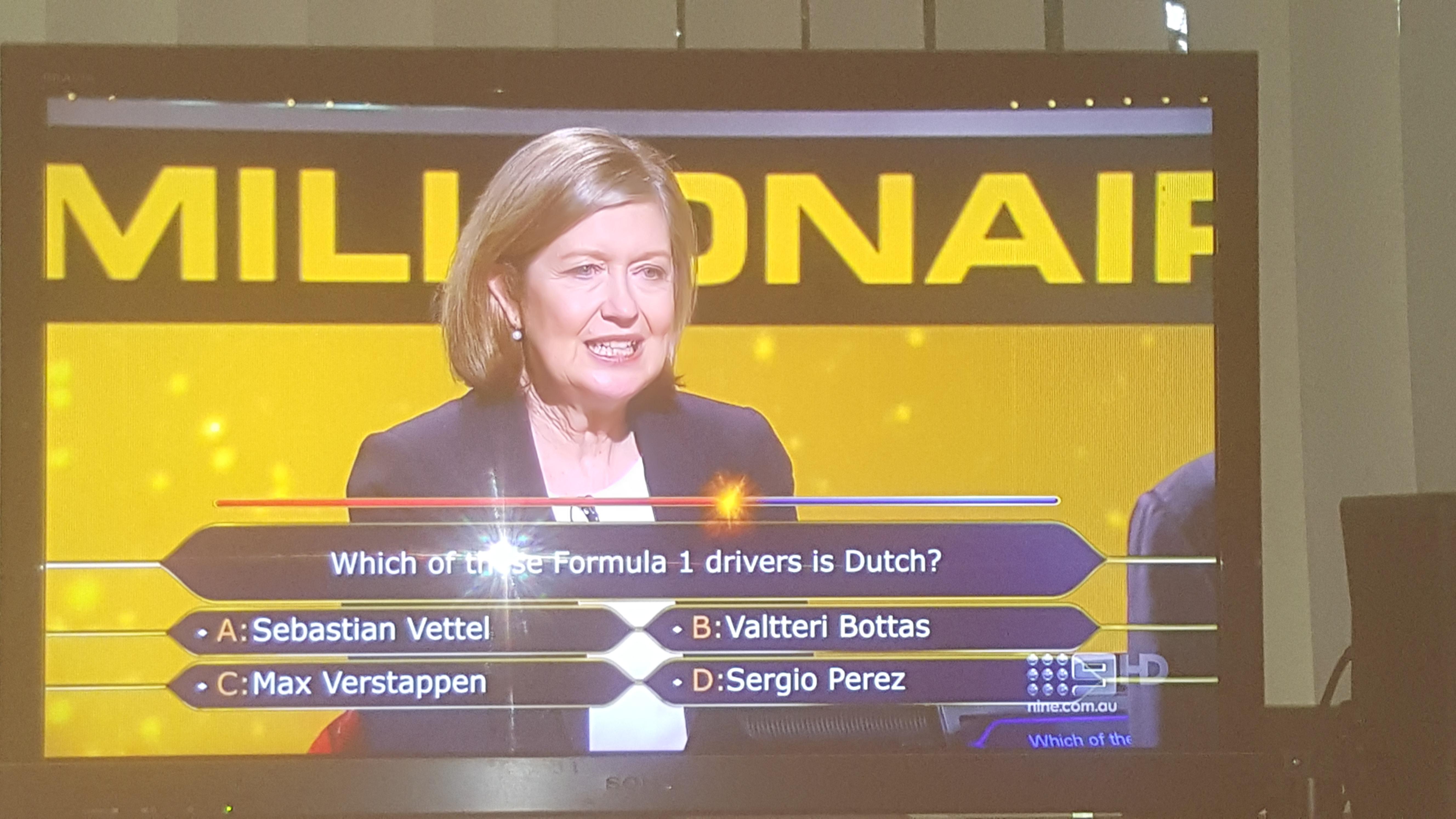 On Australian Millionaire Hotseat today. She passed it on the the next person.. | Scrolller