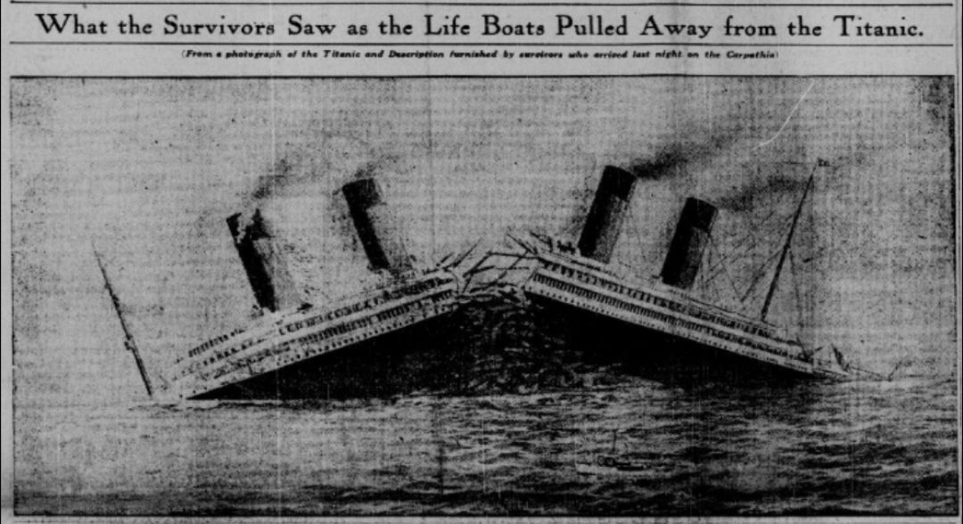 One of the first newspapers to depict Titanic's breakup | Scrolller