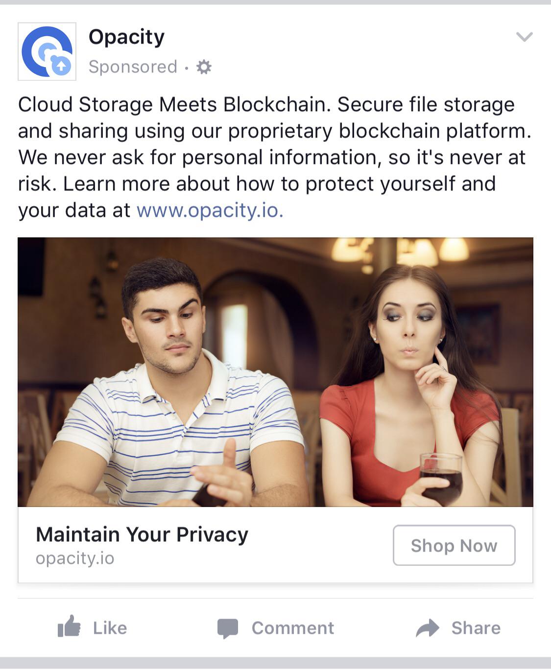 Opacity ad in my Facebook feed! | Scrolller