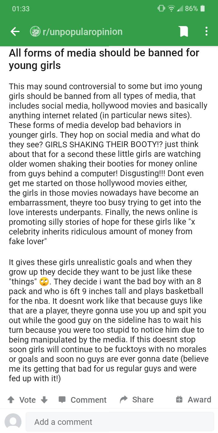 Oppress young girls so that I, a nice normal guy, can have my ideal girlfriend | Scrolller