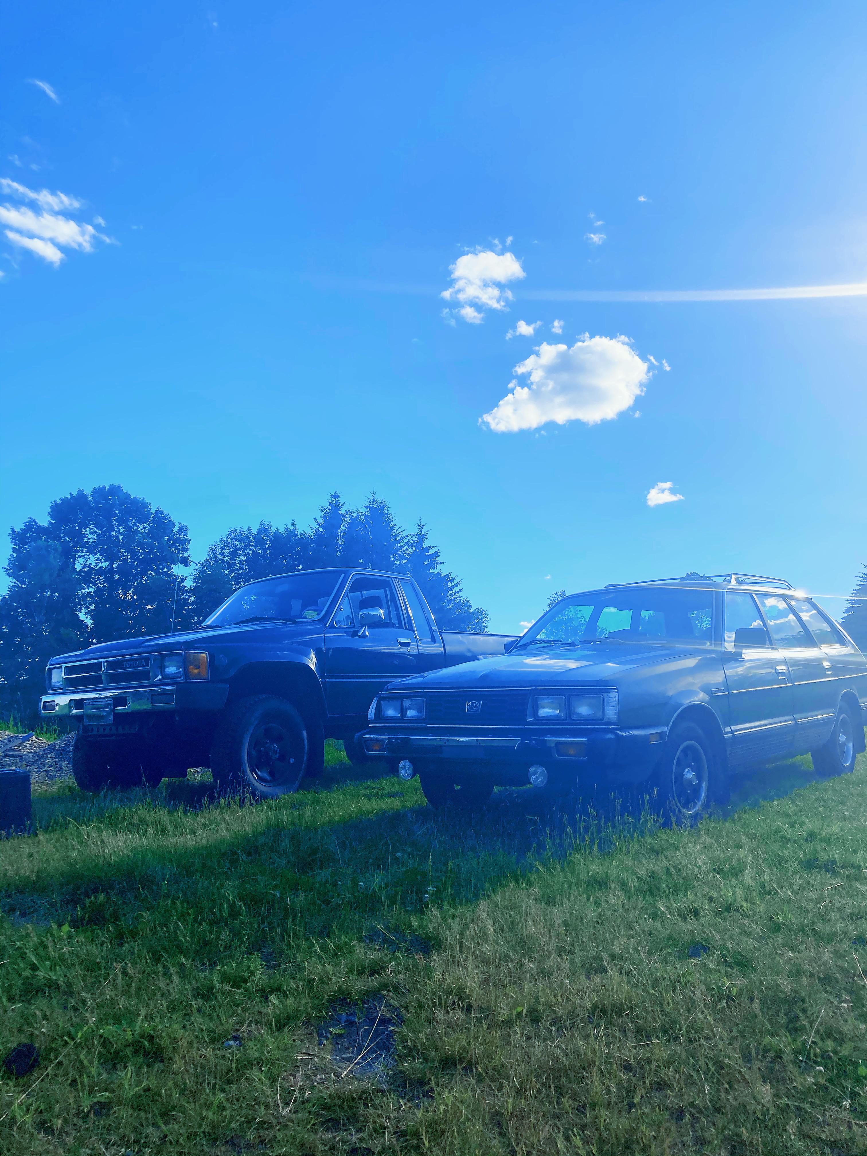 Our ‘83 Subaru GL and ‘88 Toyota Pickup in the afternoon sun☀️ | Scrolller