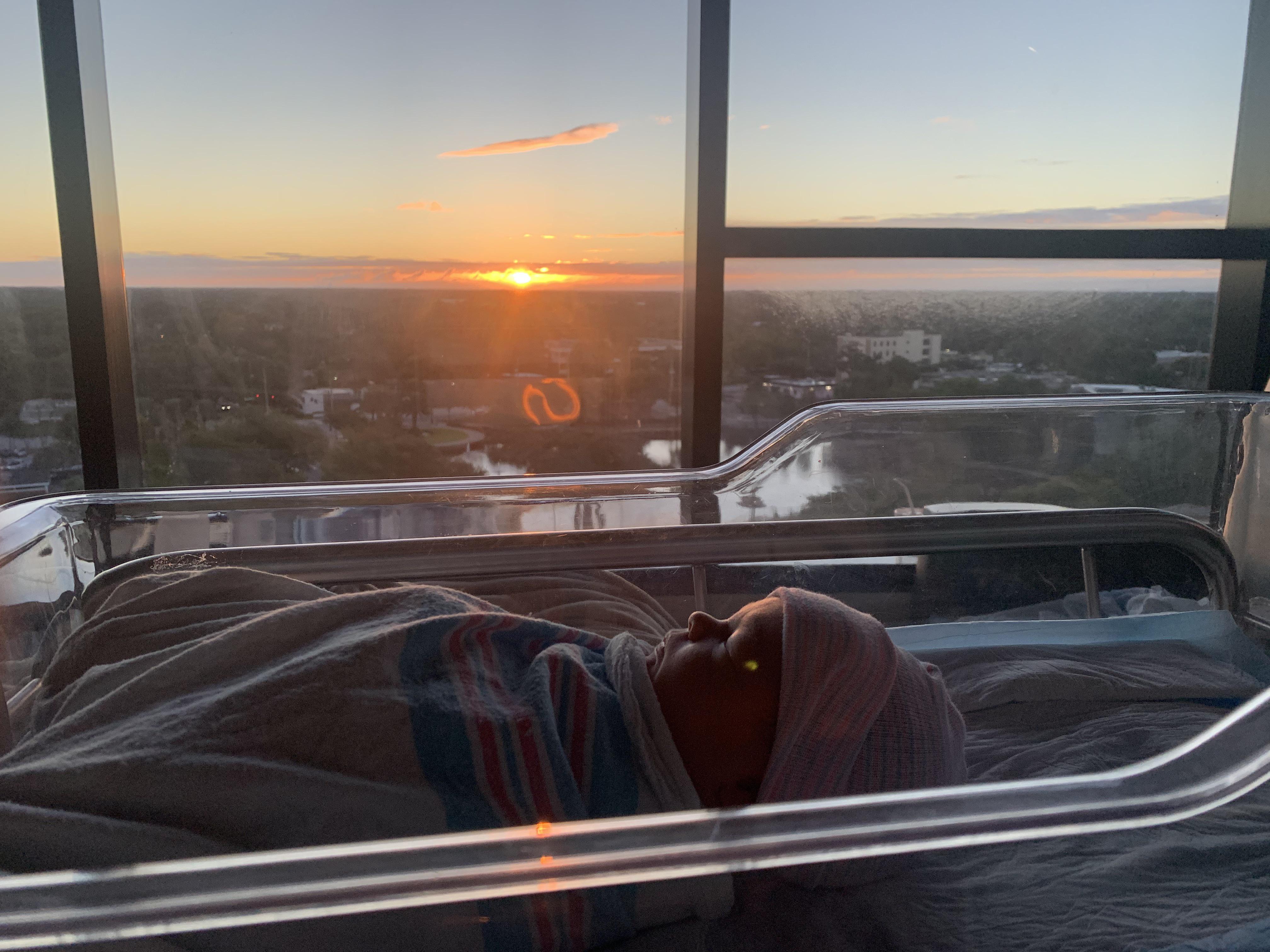 Our newborn at sunrise. | Scrolller