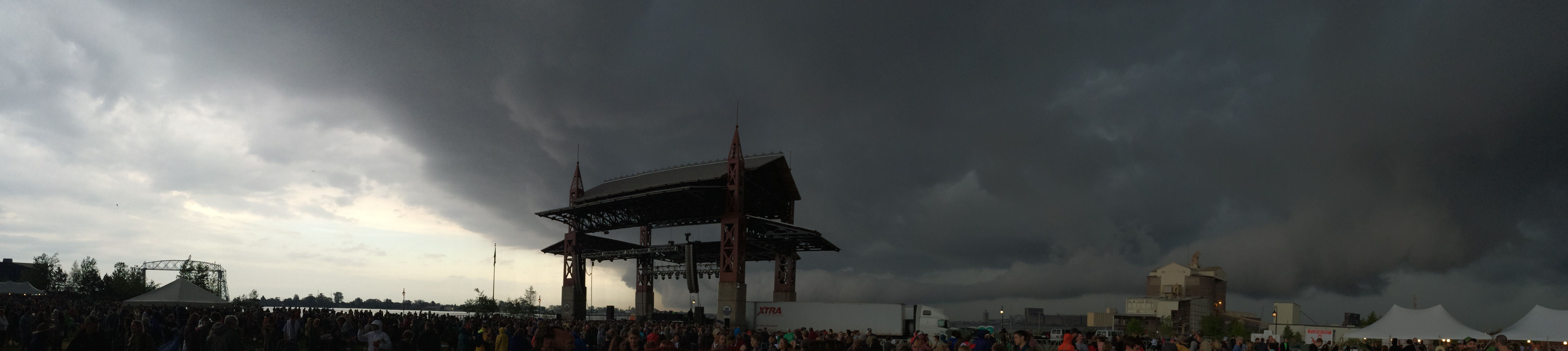 Panorama photo of the thunderstorm rolling in over last night's Trampled by Turtles concert at ...