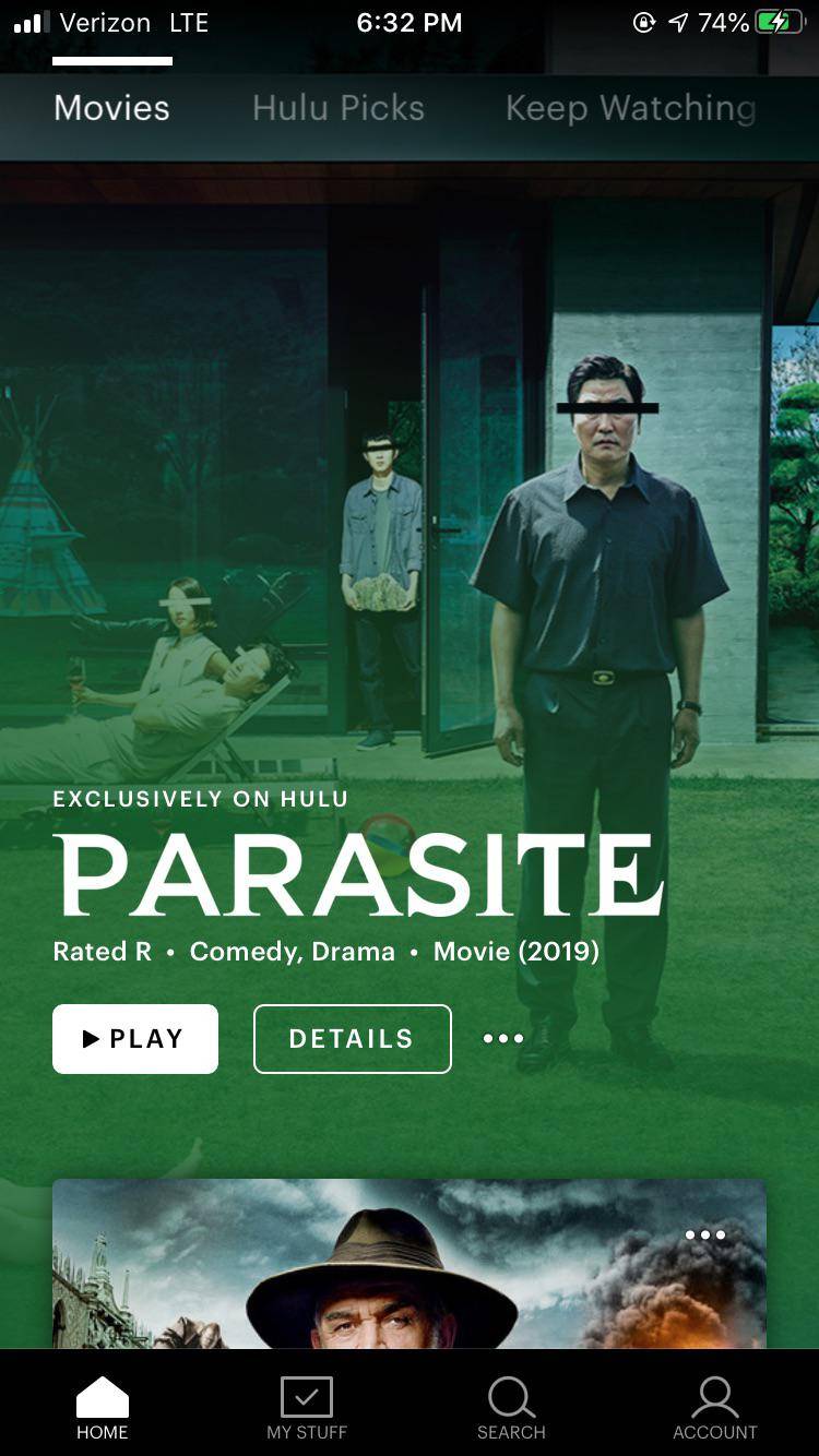 Parasite now on Hulu | Scrolller