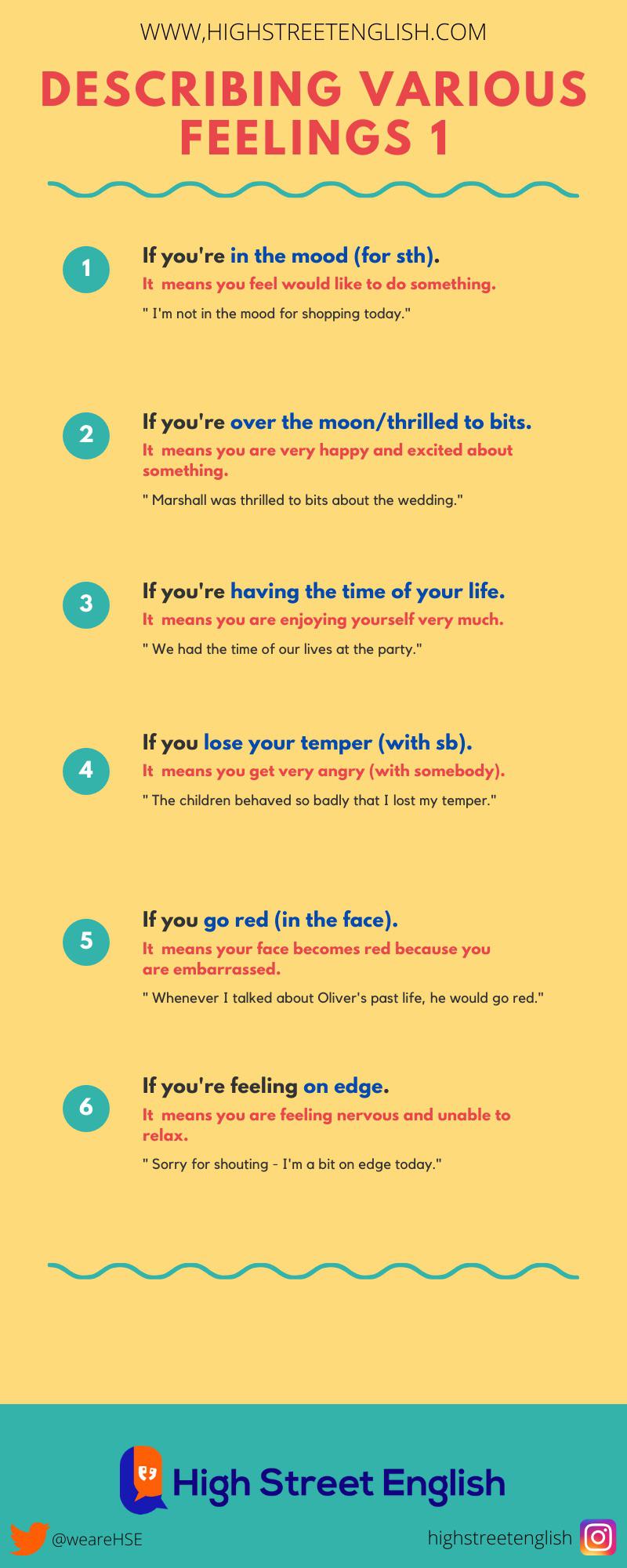 Part 1. Idioms to describe various feelings. | Scrolller