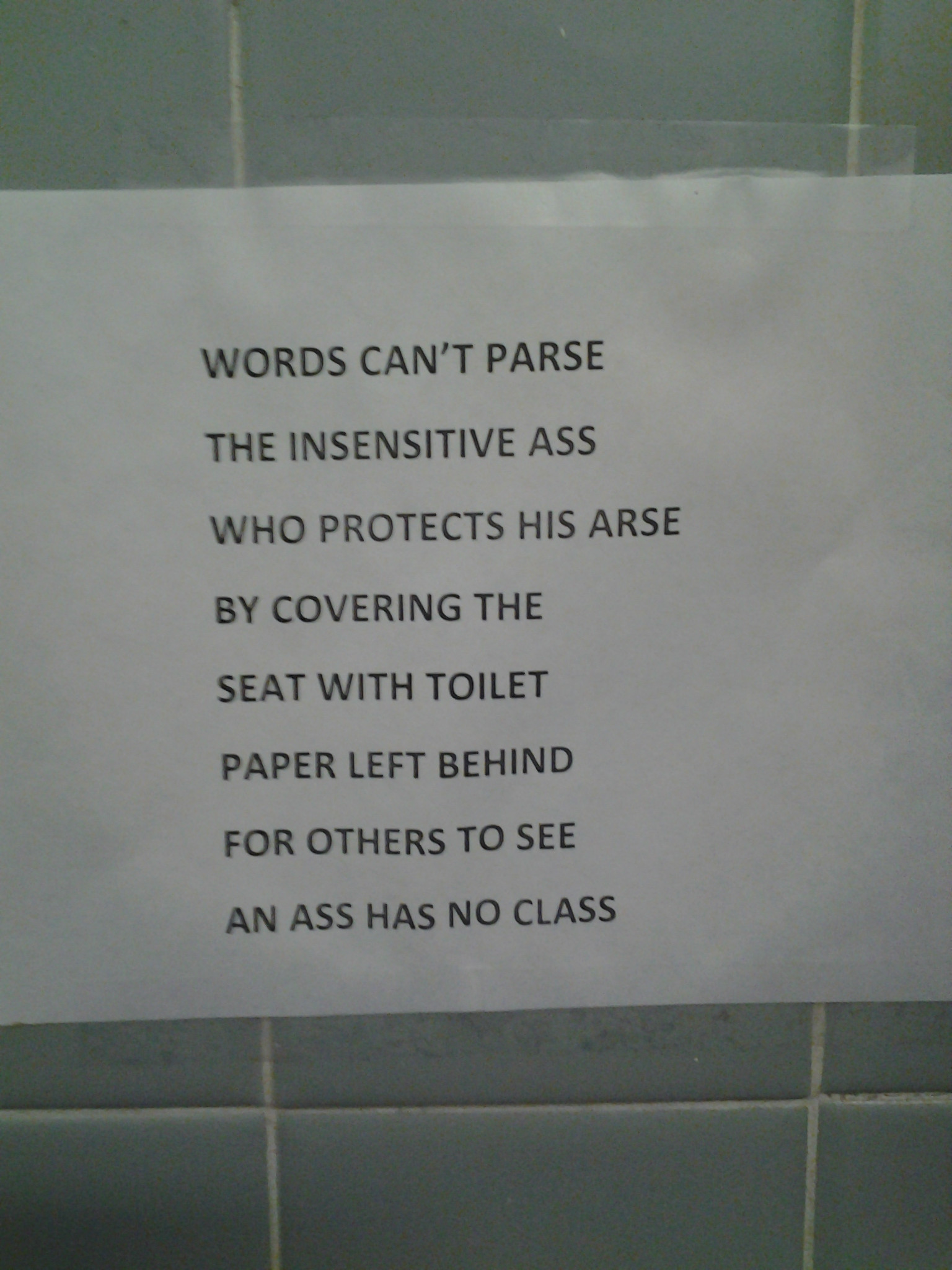 Passive aggressive bathroom note in Mudd | Scrolller