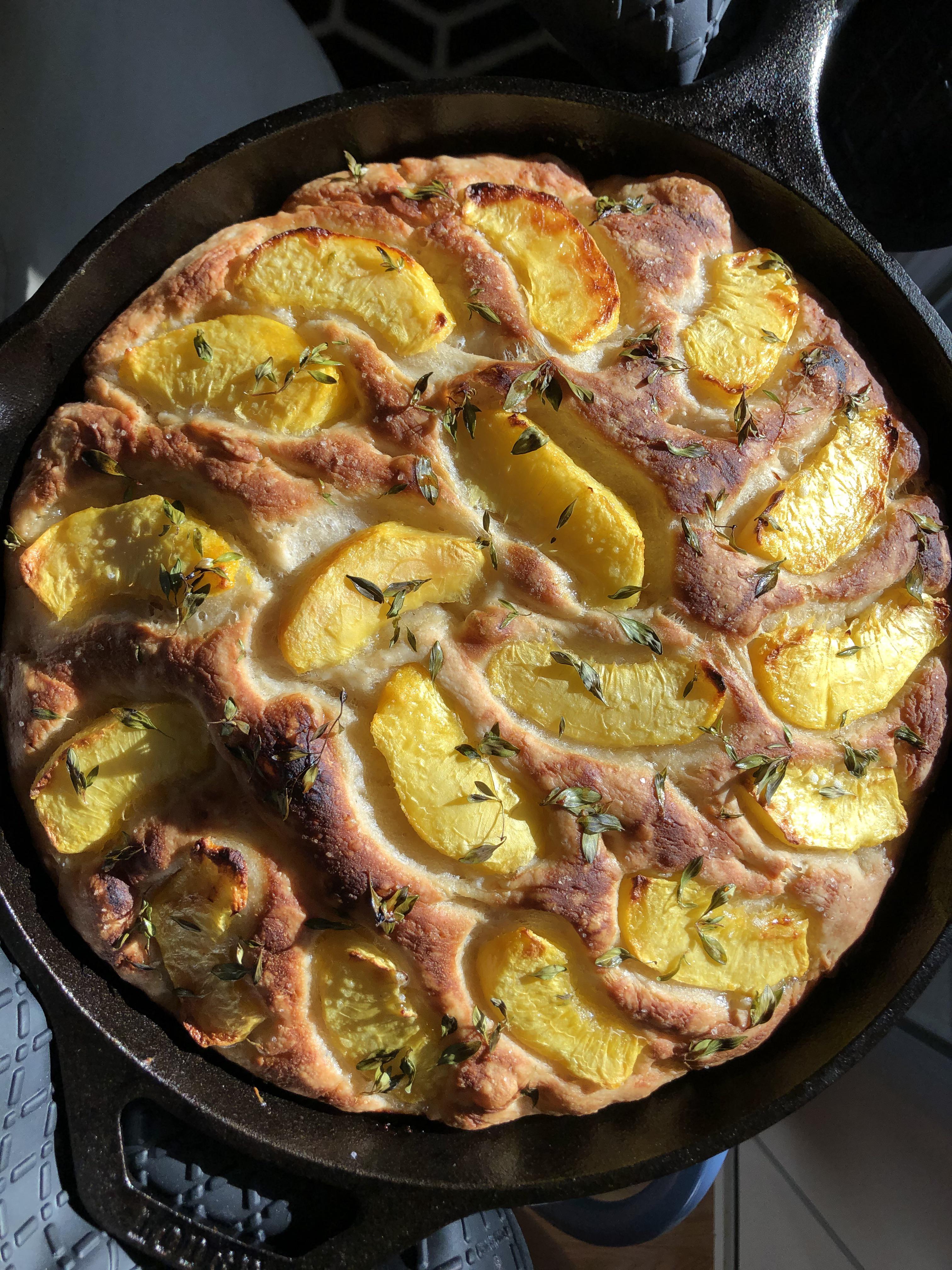 Peach focaccia in my cast iron! | Scrolller