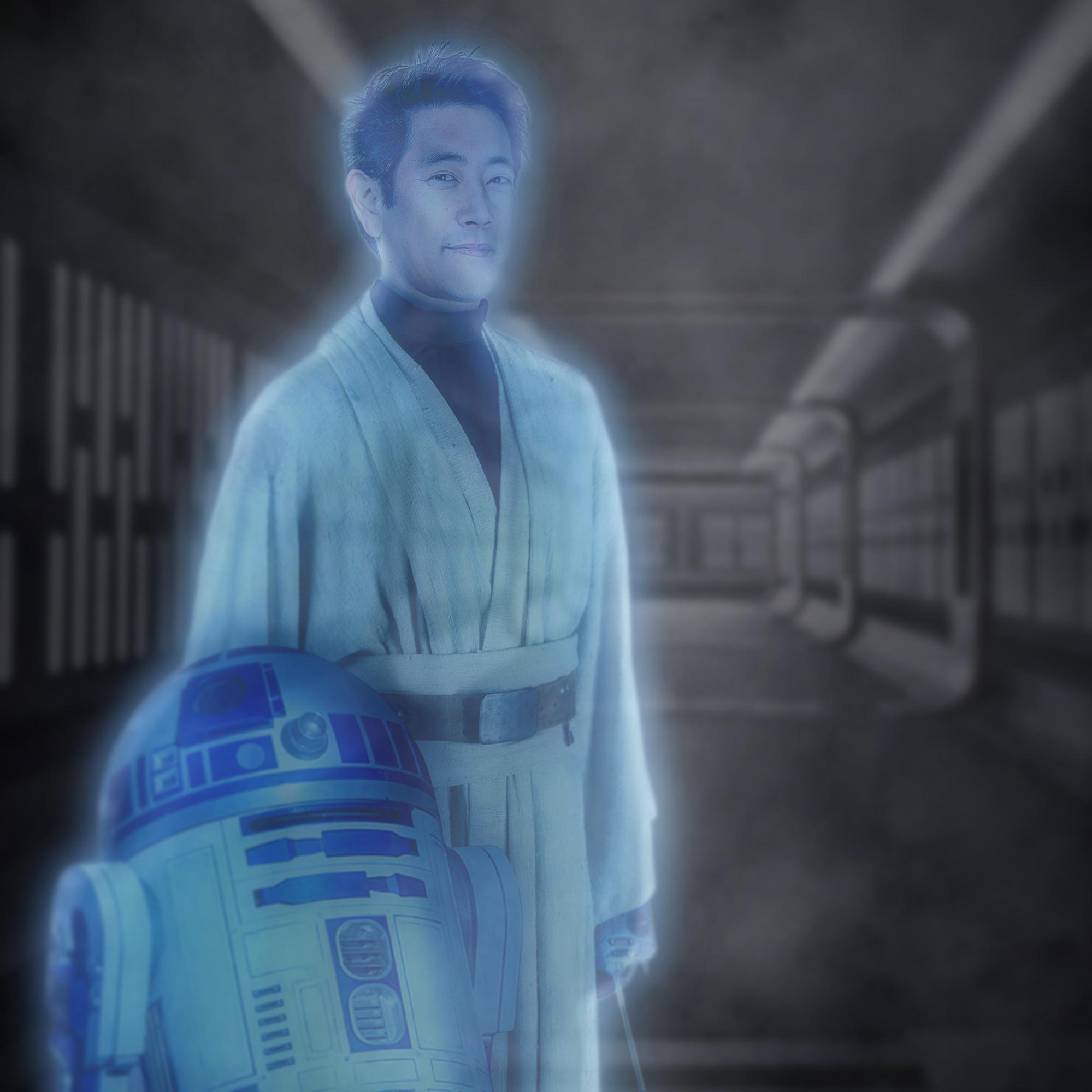 Photoshoped Grant as a Jedi force ghost alongside R2D2. | Scrolller